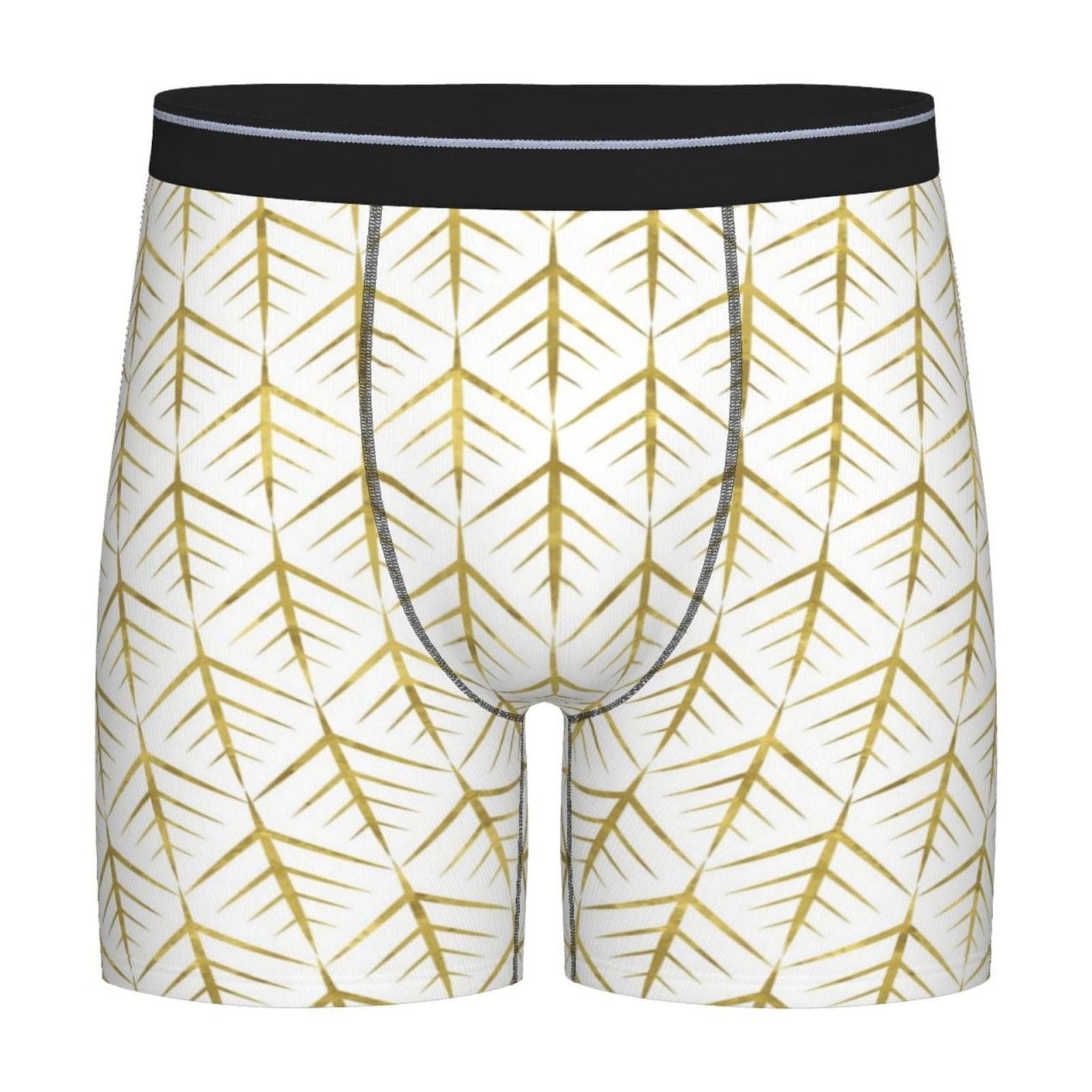 Easygdp White And Gold Geometry Men's Boxer Briefs Men’s Underwear ...