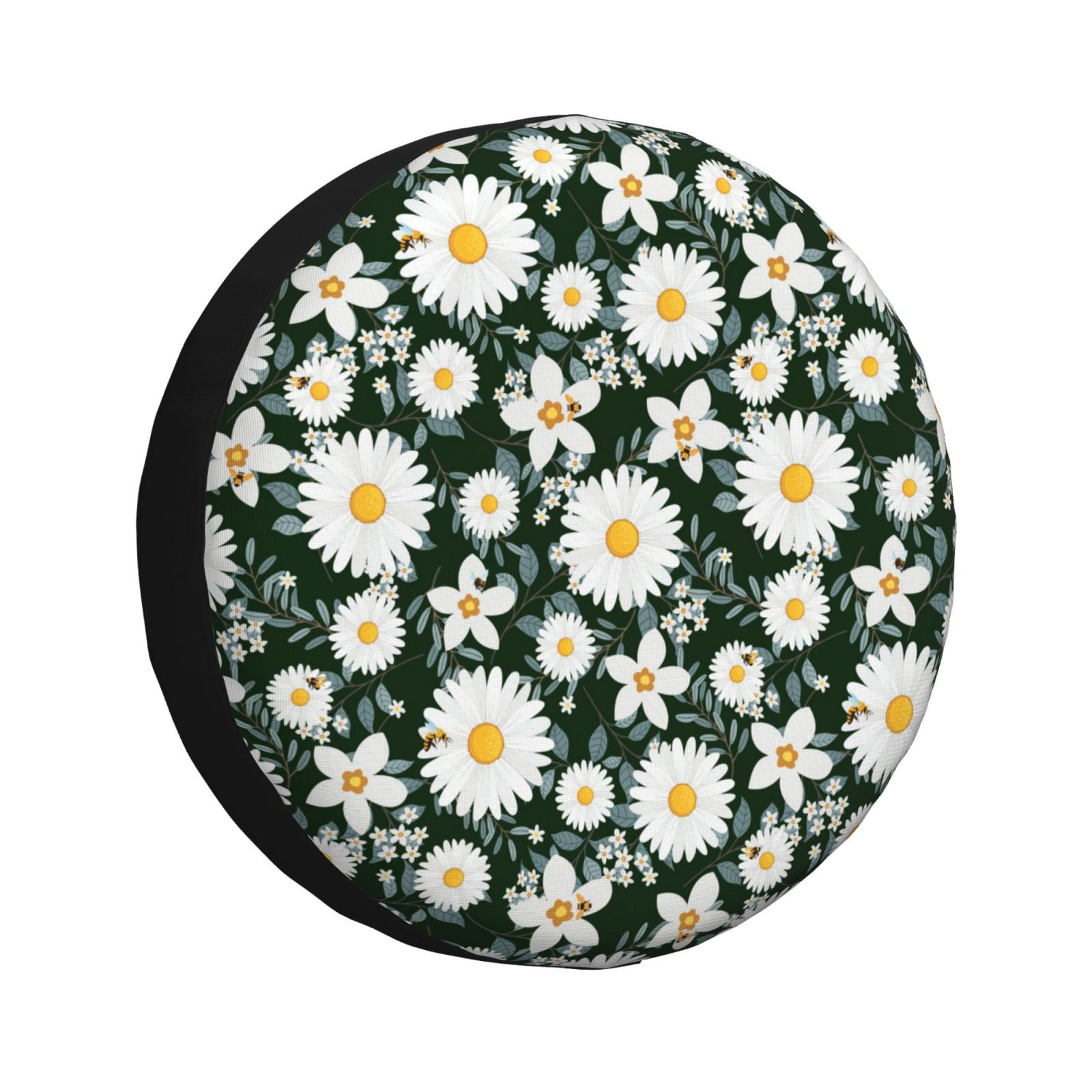 Easygdp White Daisies And Bee Wheel Sun Guard, Spare Tire Cover ...