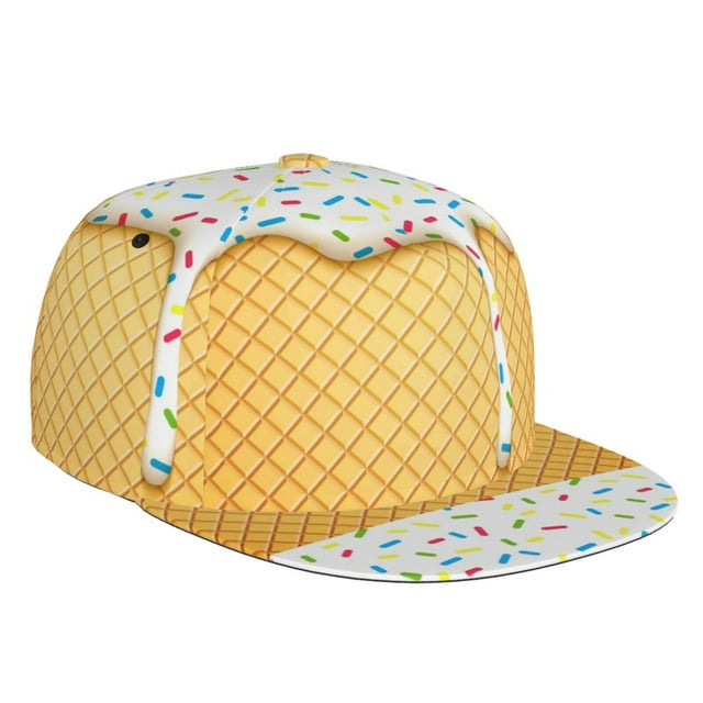 Easygdp White Ice Cream Baseball Cap with Adjustable Flat Suitable for ...