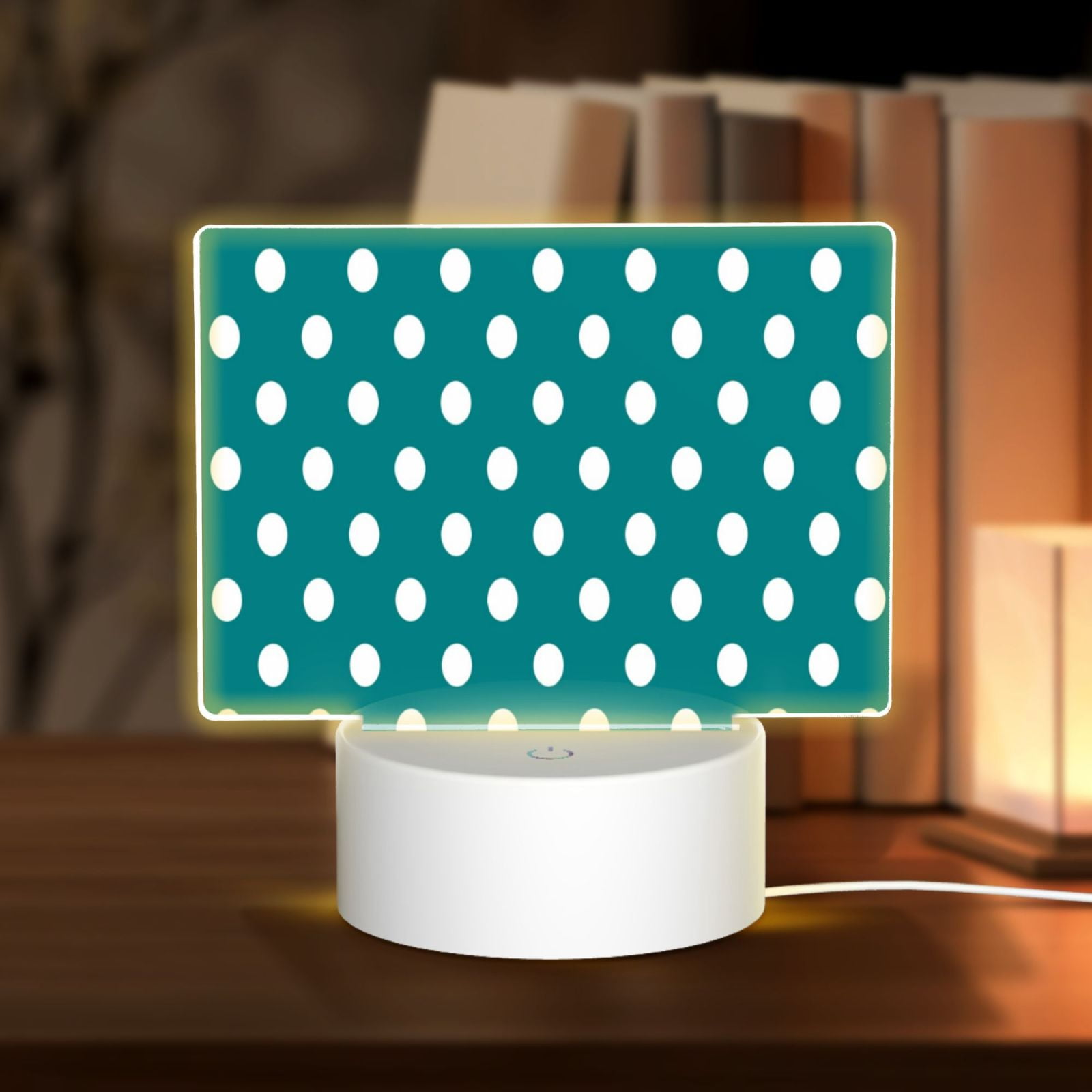 Easygdp White Polka Dots With Teal Background Rectangular Acrylic Night ...