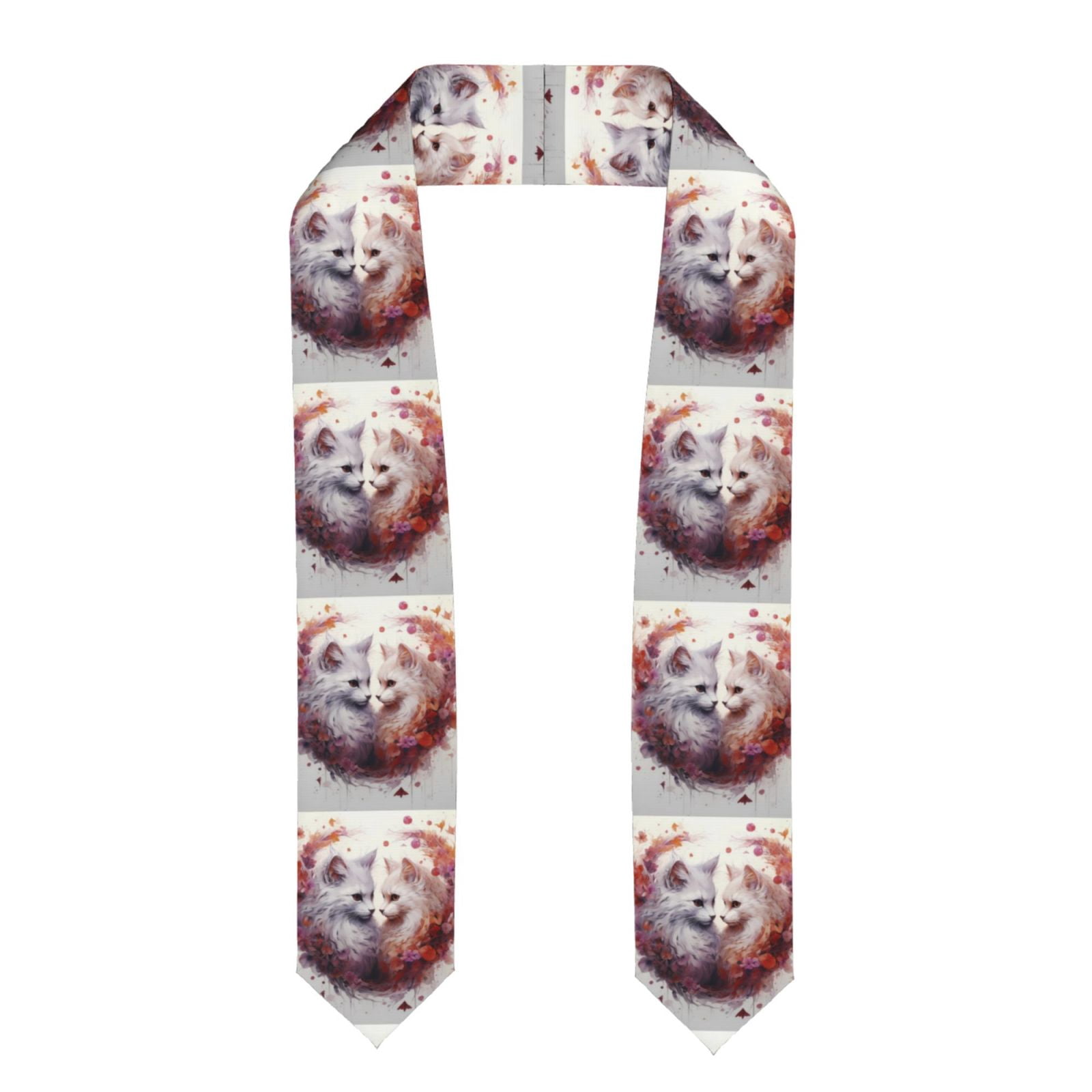 Easygdp White Red Cat Couple Unisex Adult Graduation Stole Shawl 36 ...