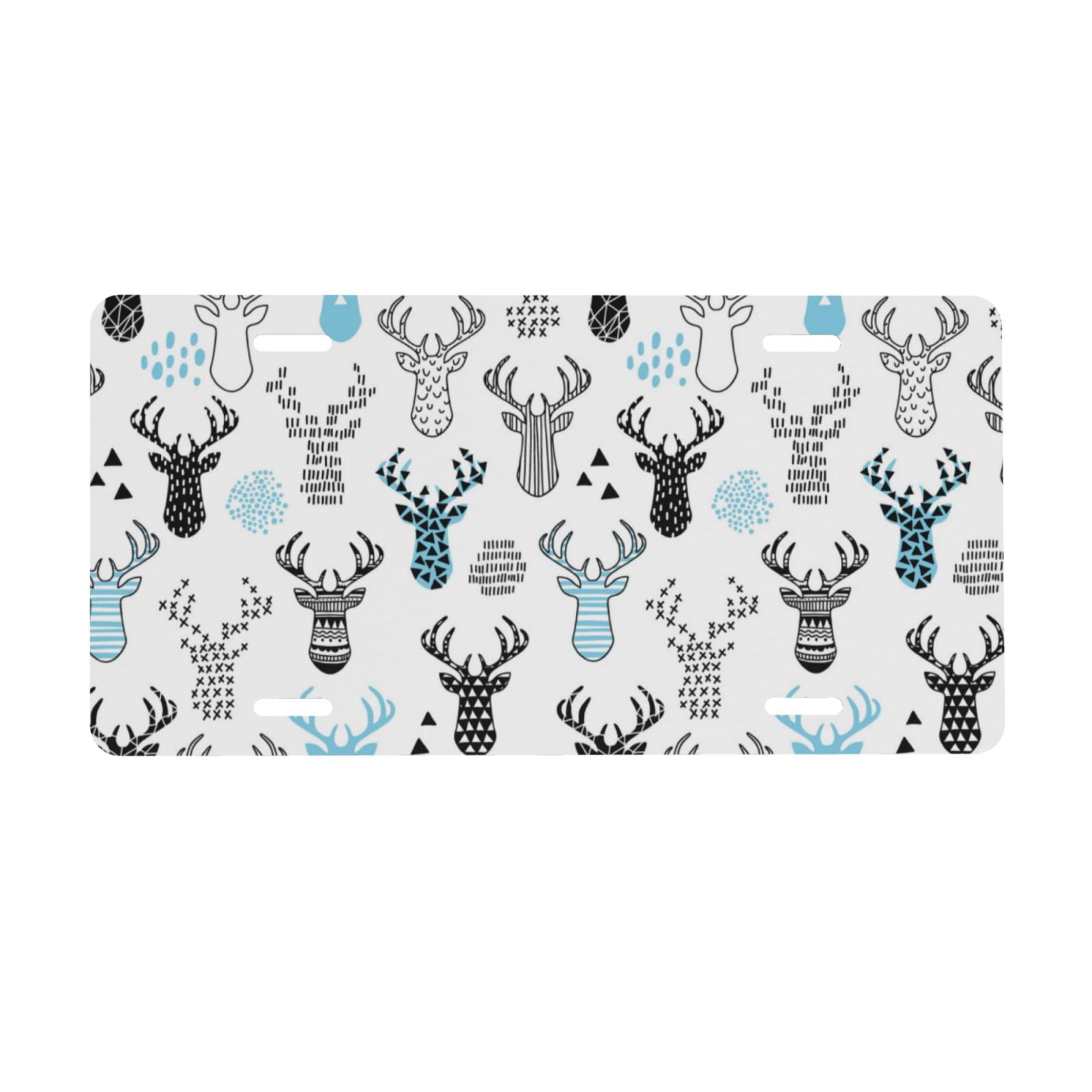 Easygdp Winter Art Blue and Black Moose License Plate Car Front License ...