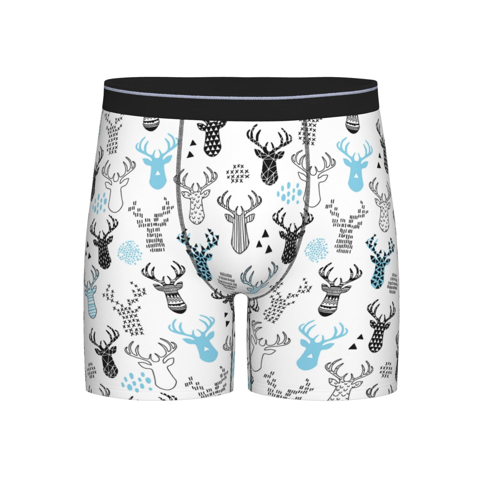 Easygdp Winter Art Blue and Black Moose Men's Boxer Briefs Men’s ...