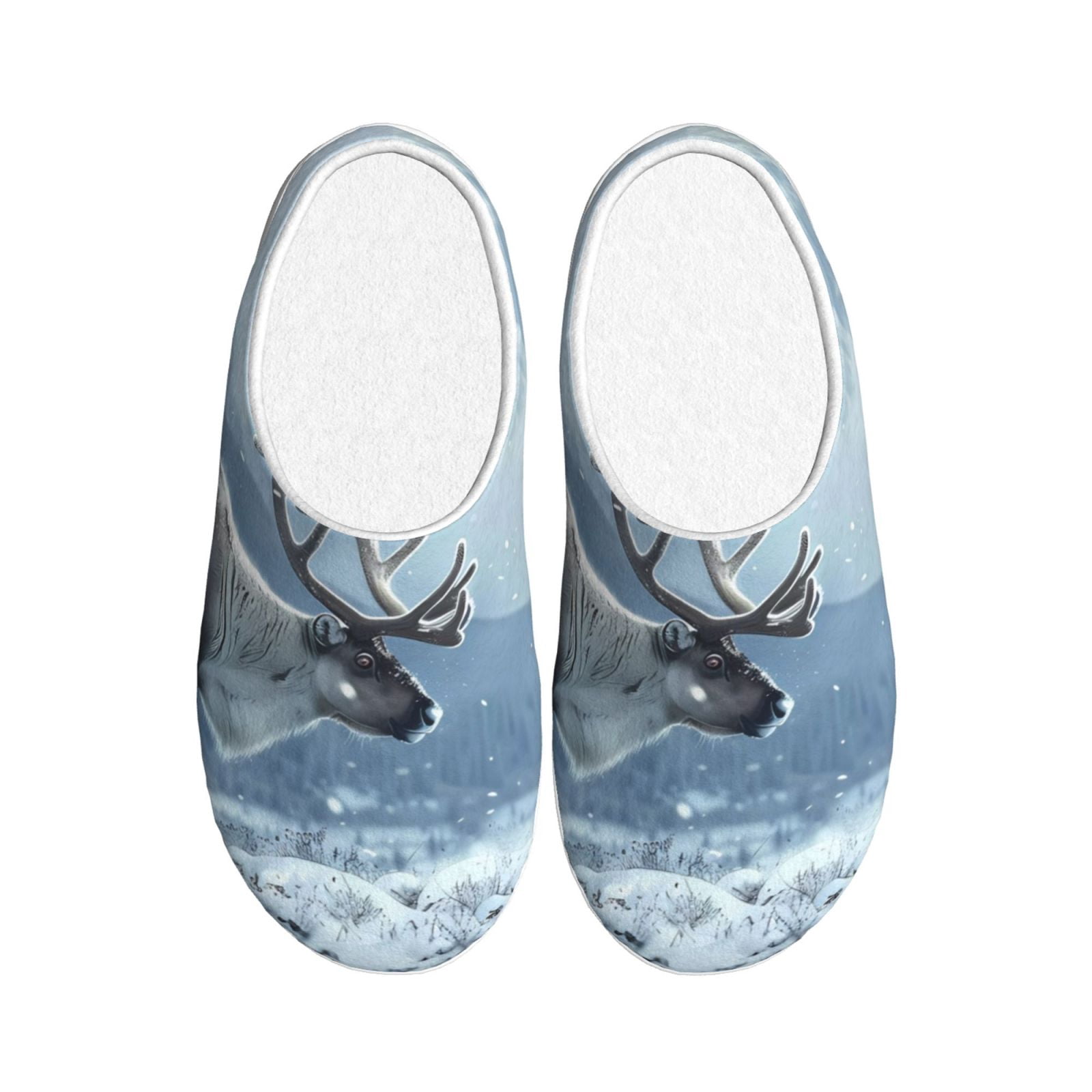 Easygdp Winter Reindeer In Snowy Mountains Slippers for Women Mens ...