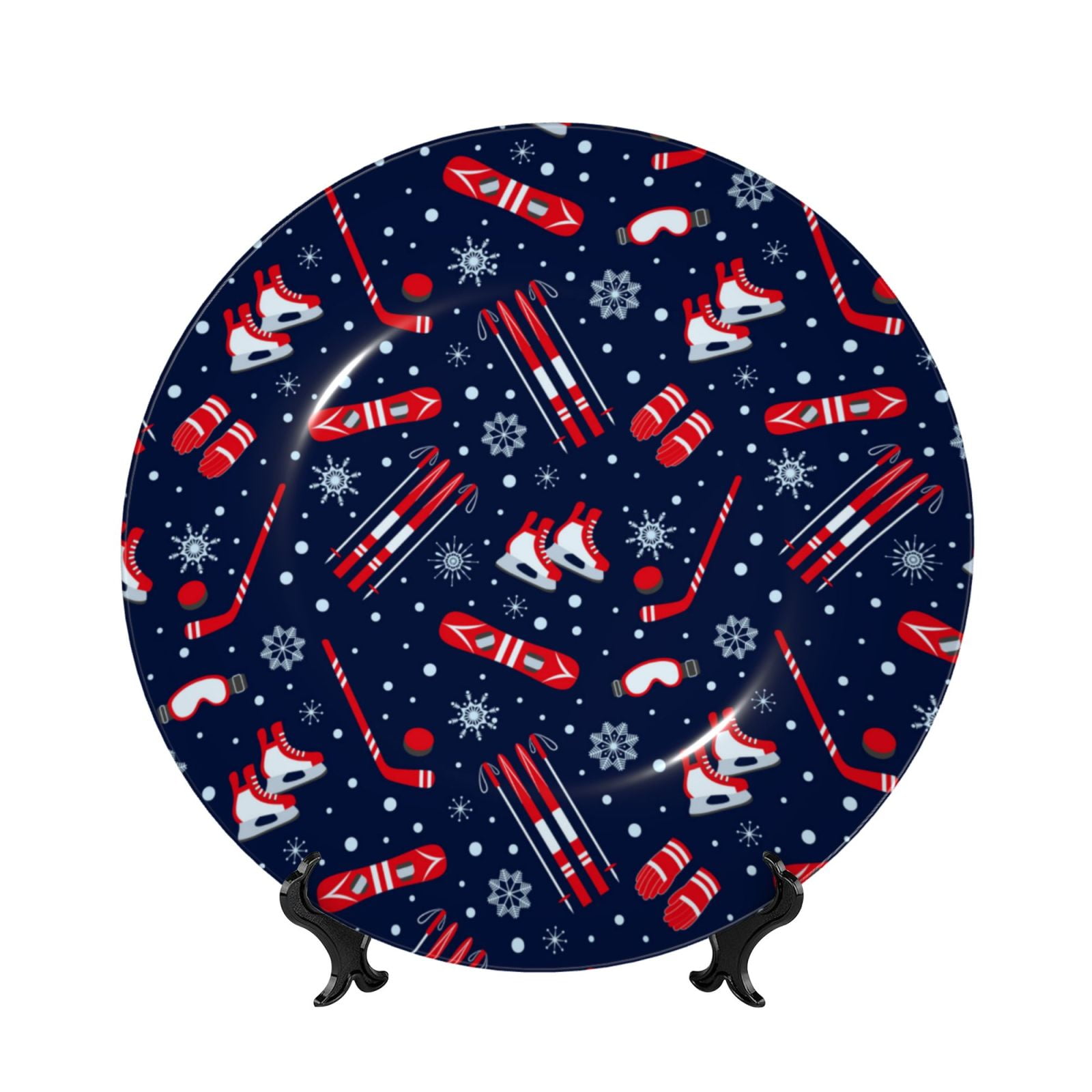 Easygdp Winter Skiing Snowflakes Bone China Decorative Plate Ceramic ...