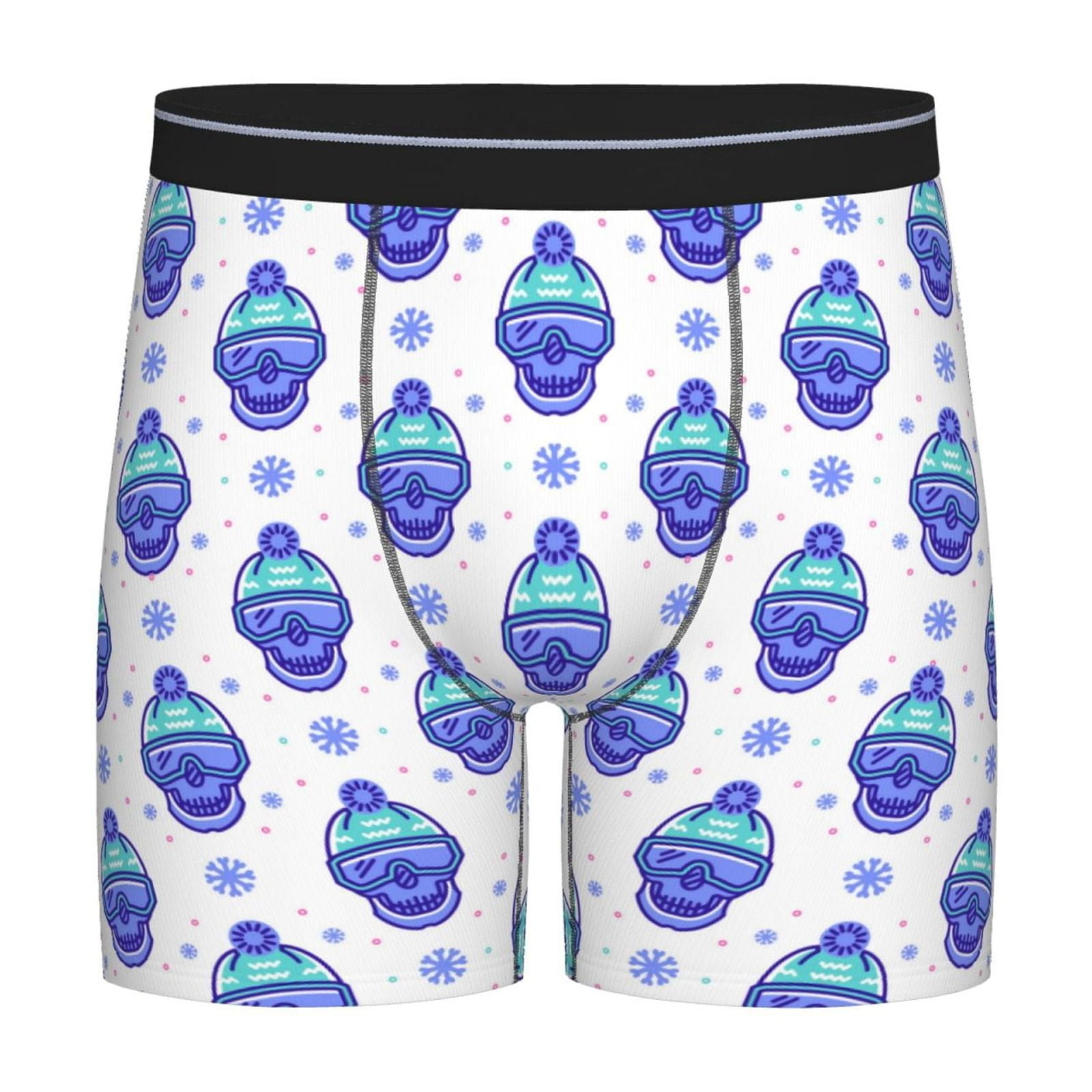 Easygdp Winter Snowflake Skiing Skull Men's Boxer Briefs Men’s ...