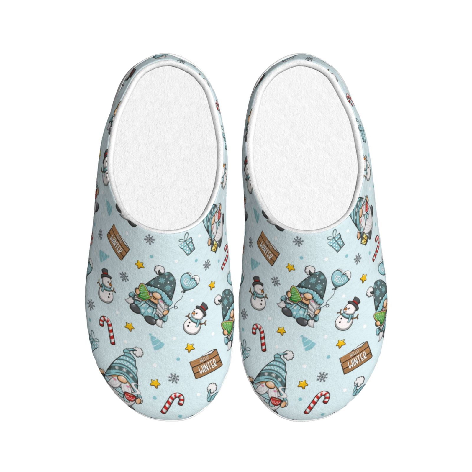 Easygdp Winter Wonderland Light Blue Slippers for Women Mens Winter ...