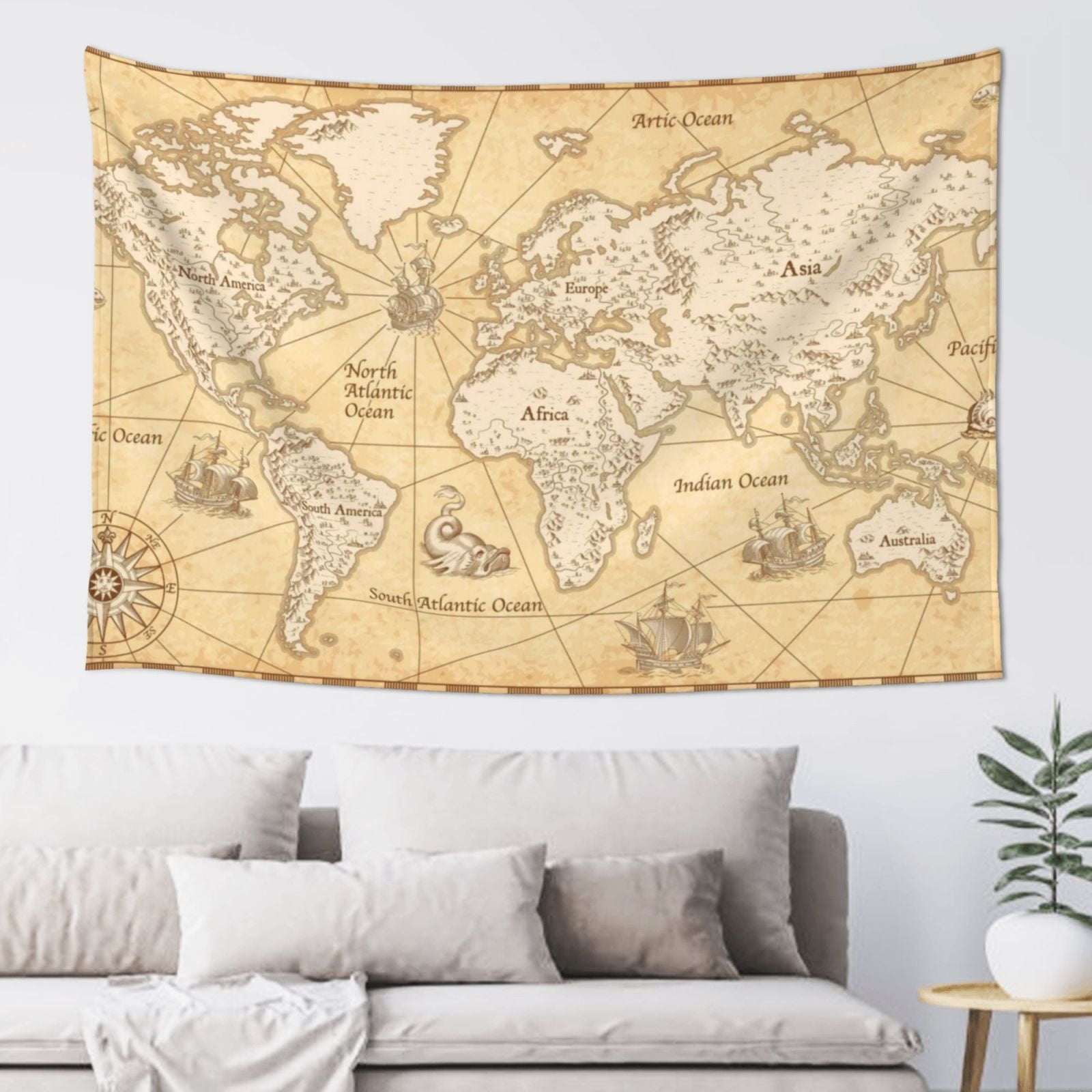Easygdp World Map Tapestry Wall Hanging, Wall Tapestries for Bedroom ...