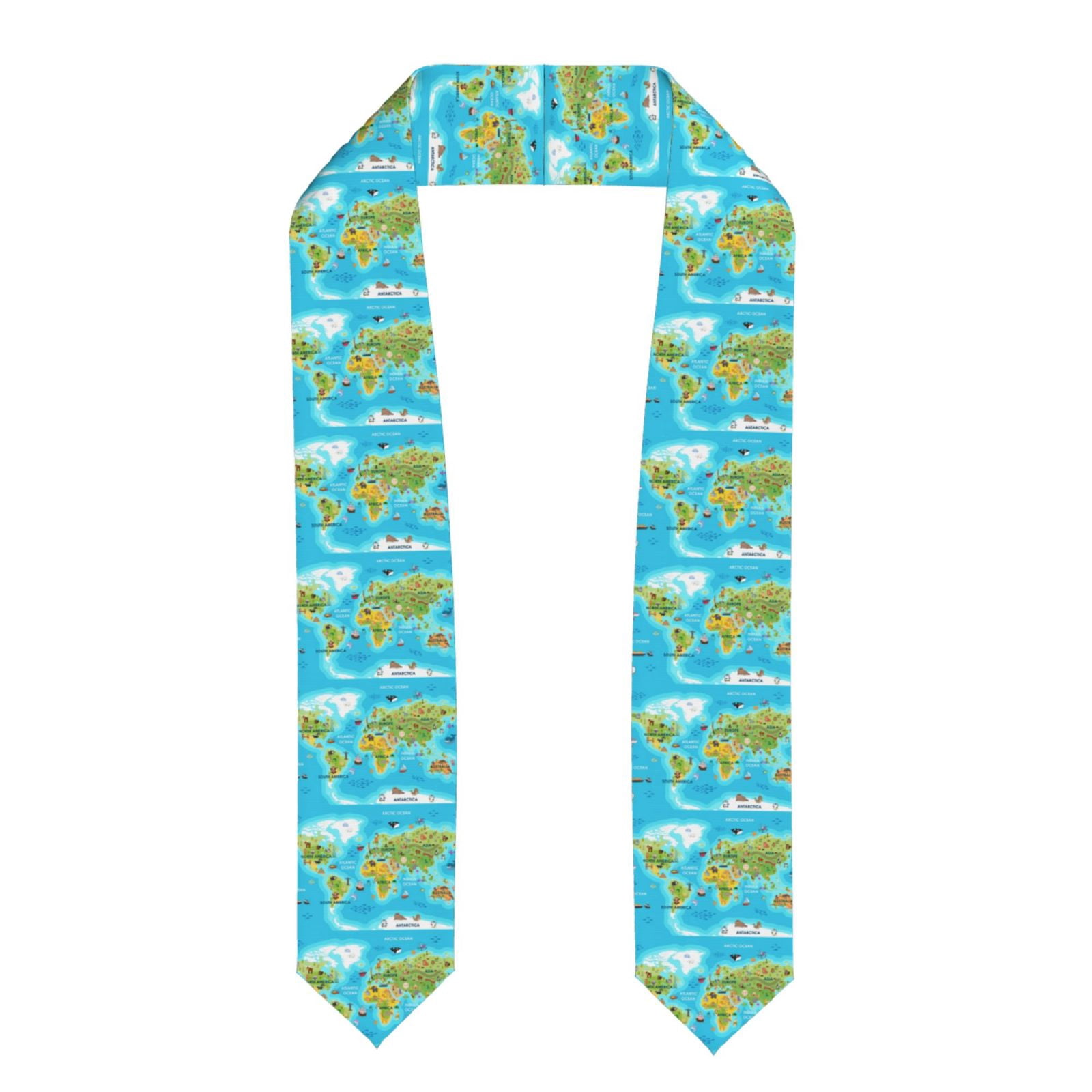 Easygdp World Map With Animals Landmarks Unisex Adult Graduation Stole ...