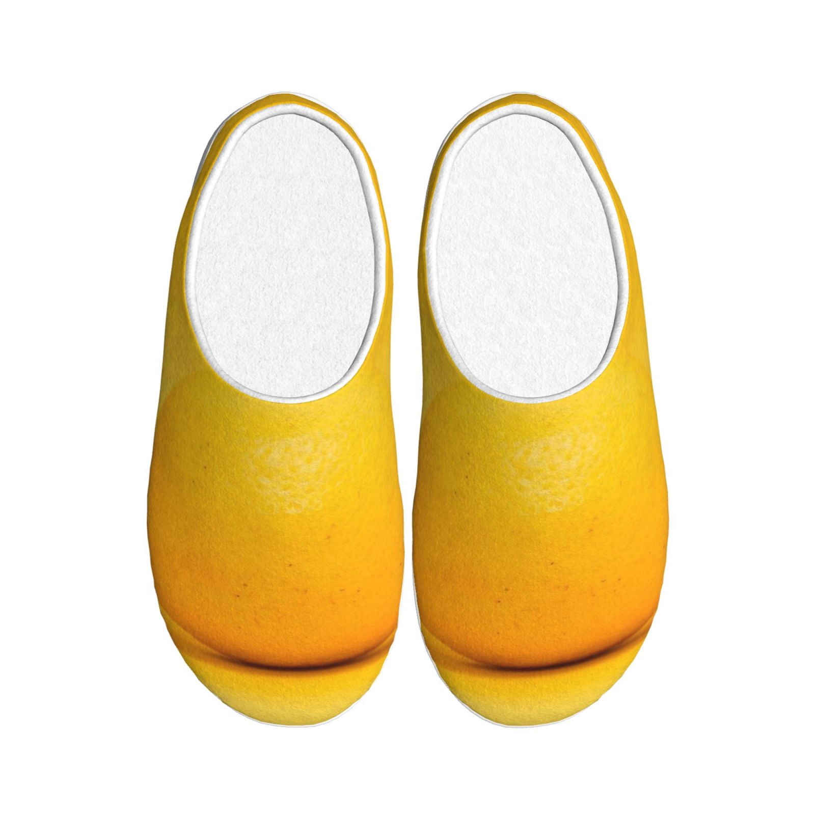 Easygdp Yellow Lemon Slippers for Women Mens Winter Warm Home Slippers ...