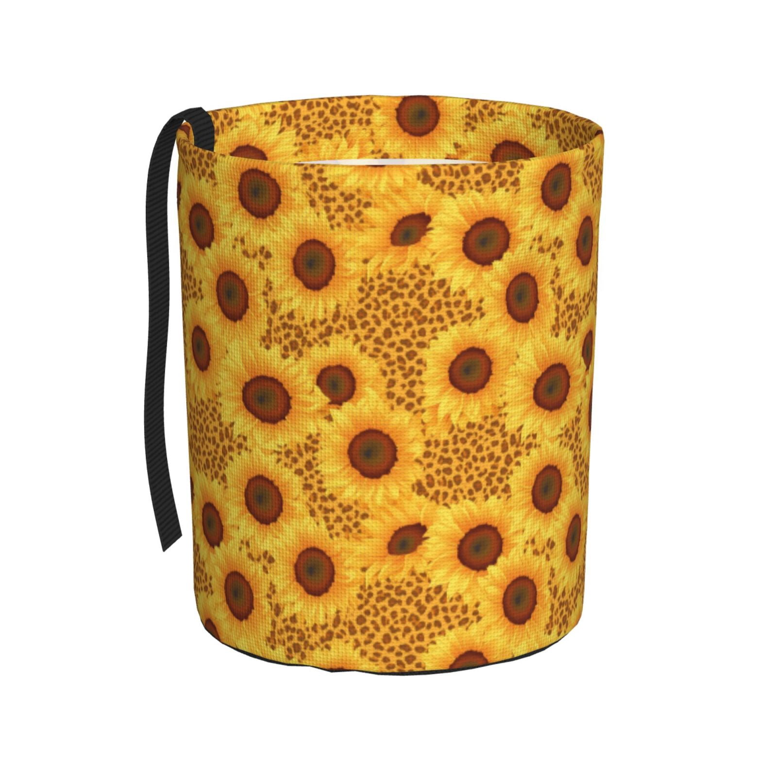 Easygdp Yellow Leopard Print Sunflower Car Trash Can Garbage Car ...