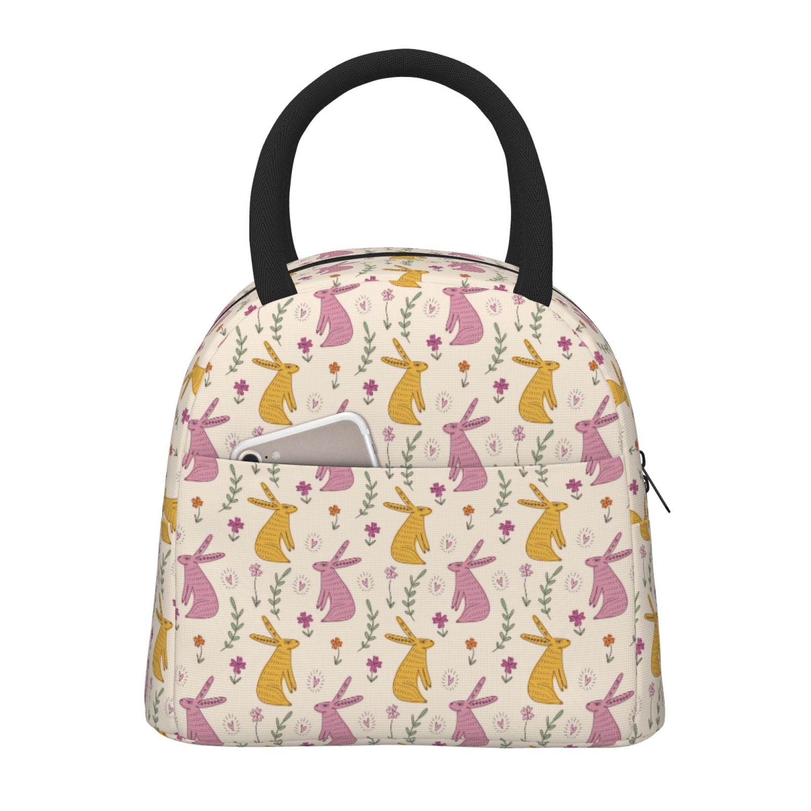Easygdp Yellow Pueple Rabbit Large Insulated Lunch Bag，Aluminum Lining ...