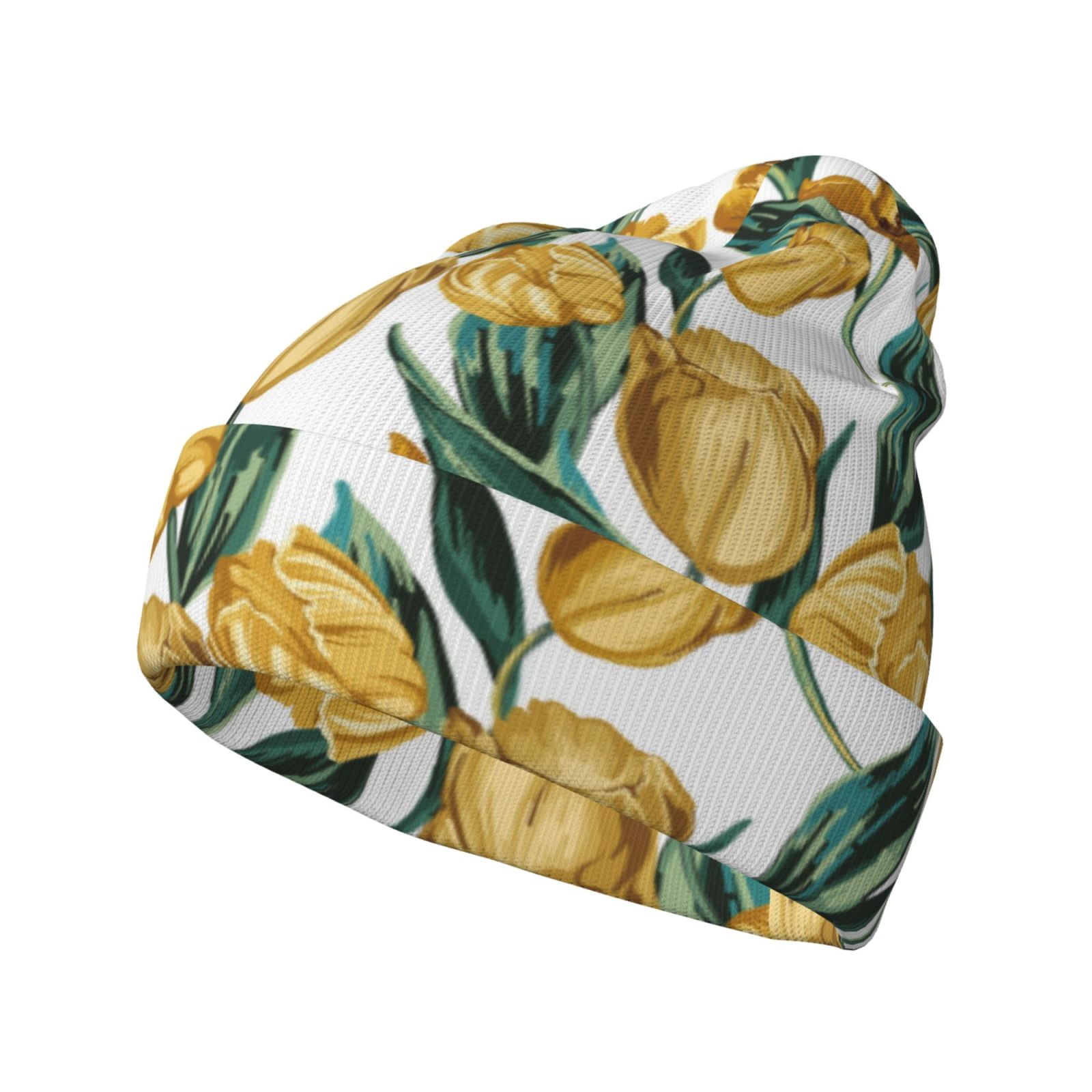 Easygdp Yellow Tulips Winter Beanie for Men Women Beanie Knit Hat ...