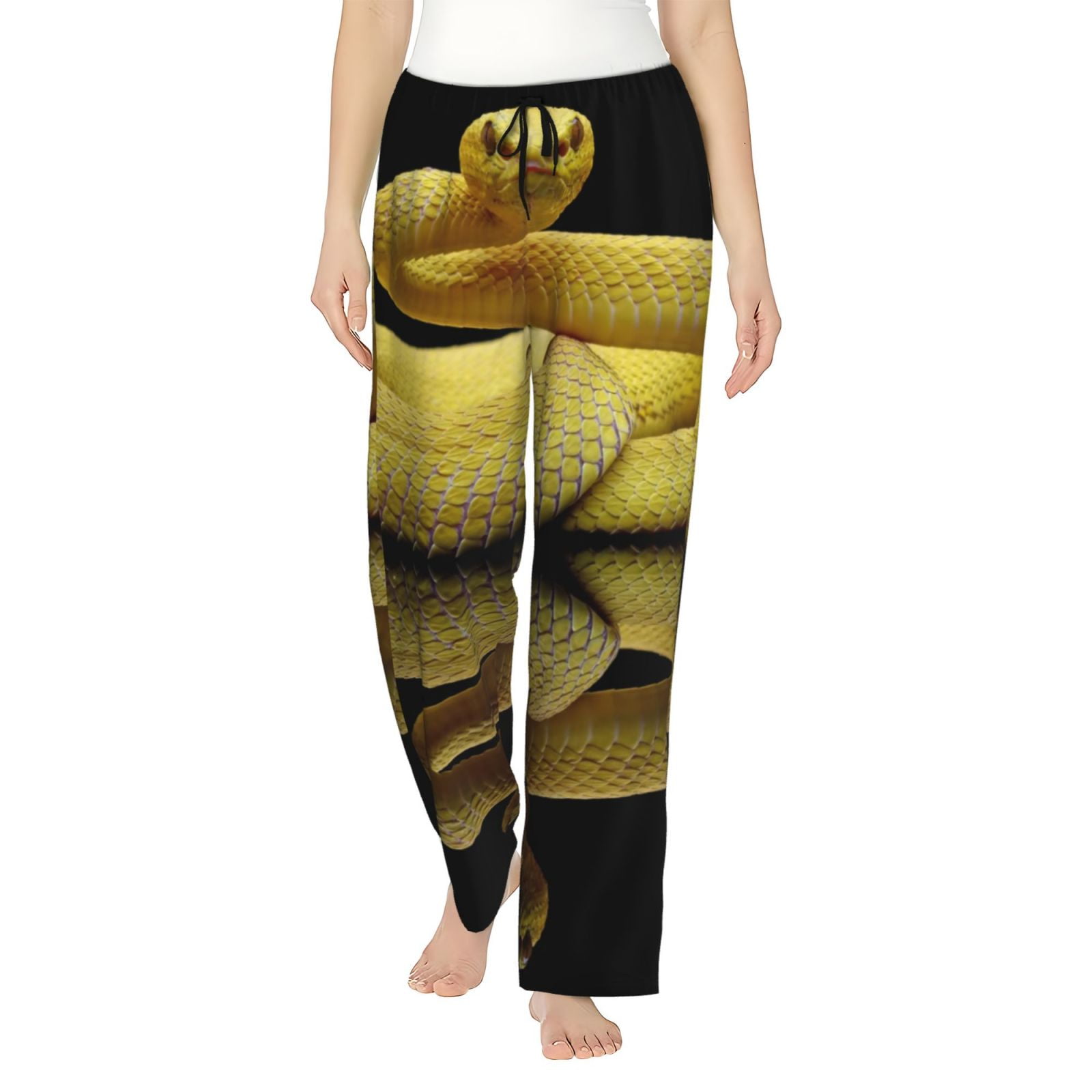 Easygdp Yellow White-Lipped Pit Viper Women's Drawstring Pajama Pants | Lounge Joggers ...