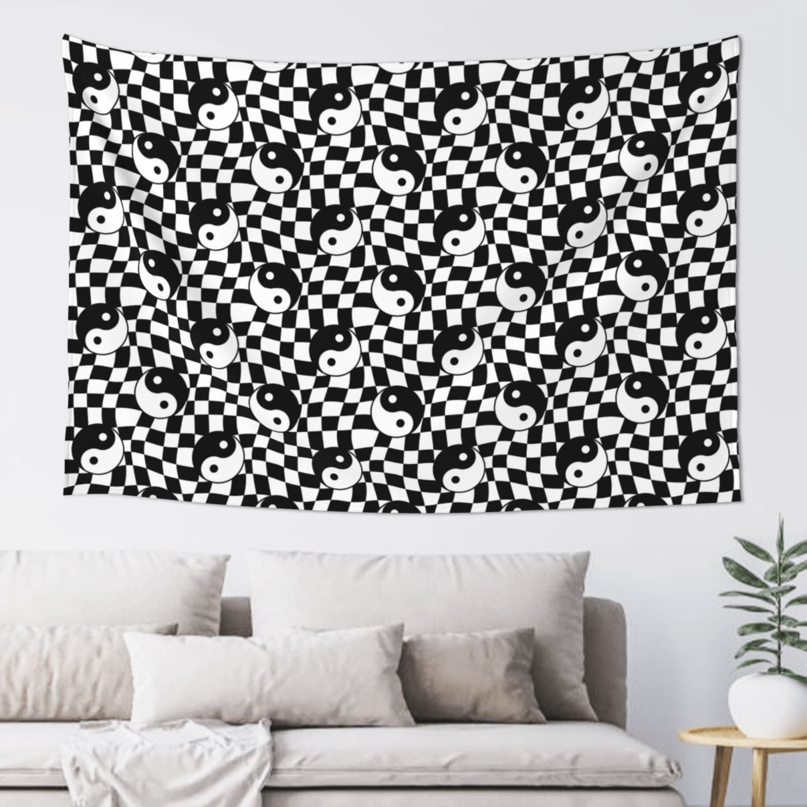 Easygdp Ying Yang Checkered Tapestry Wall Hanging, Wall Tapestries for ...