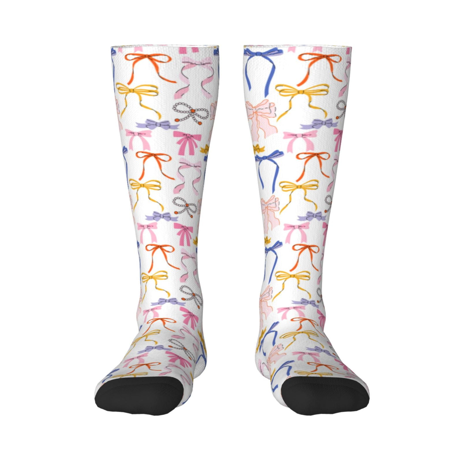 Easygdp bow ribbons Sport Knee High Socks Soccer Socks Calf Compression ...