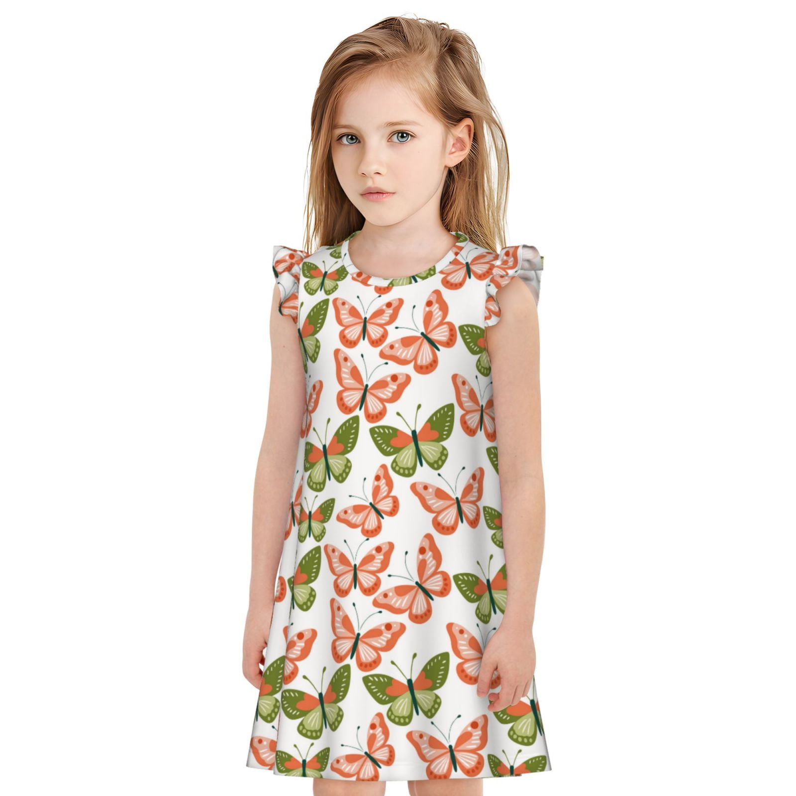 Easygdp butterfly for Girls Pajamas Dress, Princess Nightgown for Girls ...