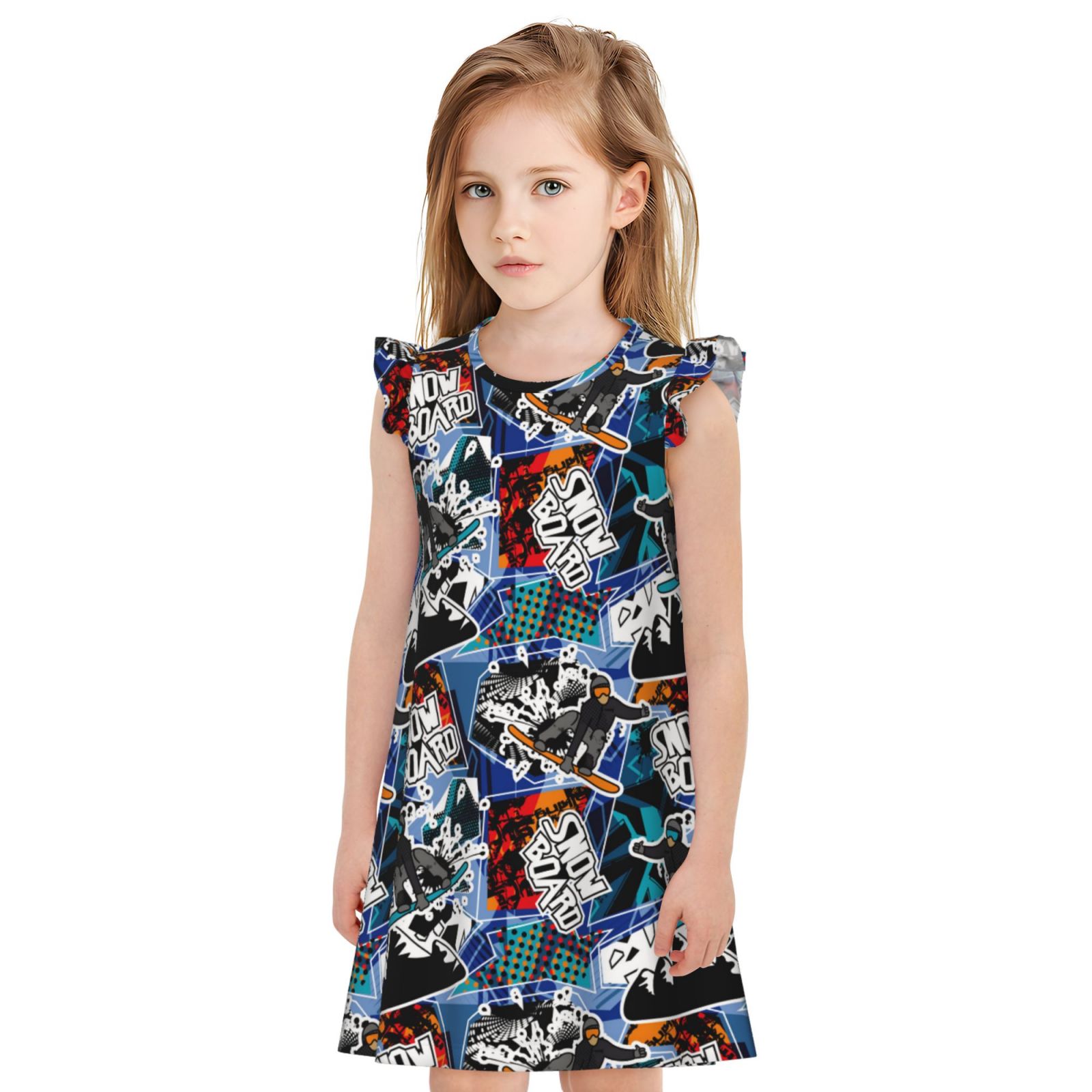Easygdp colorful snow board Girls Pajamas Dress, Princess Nightgown for ...