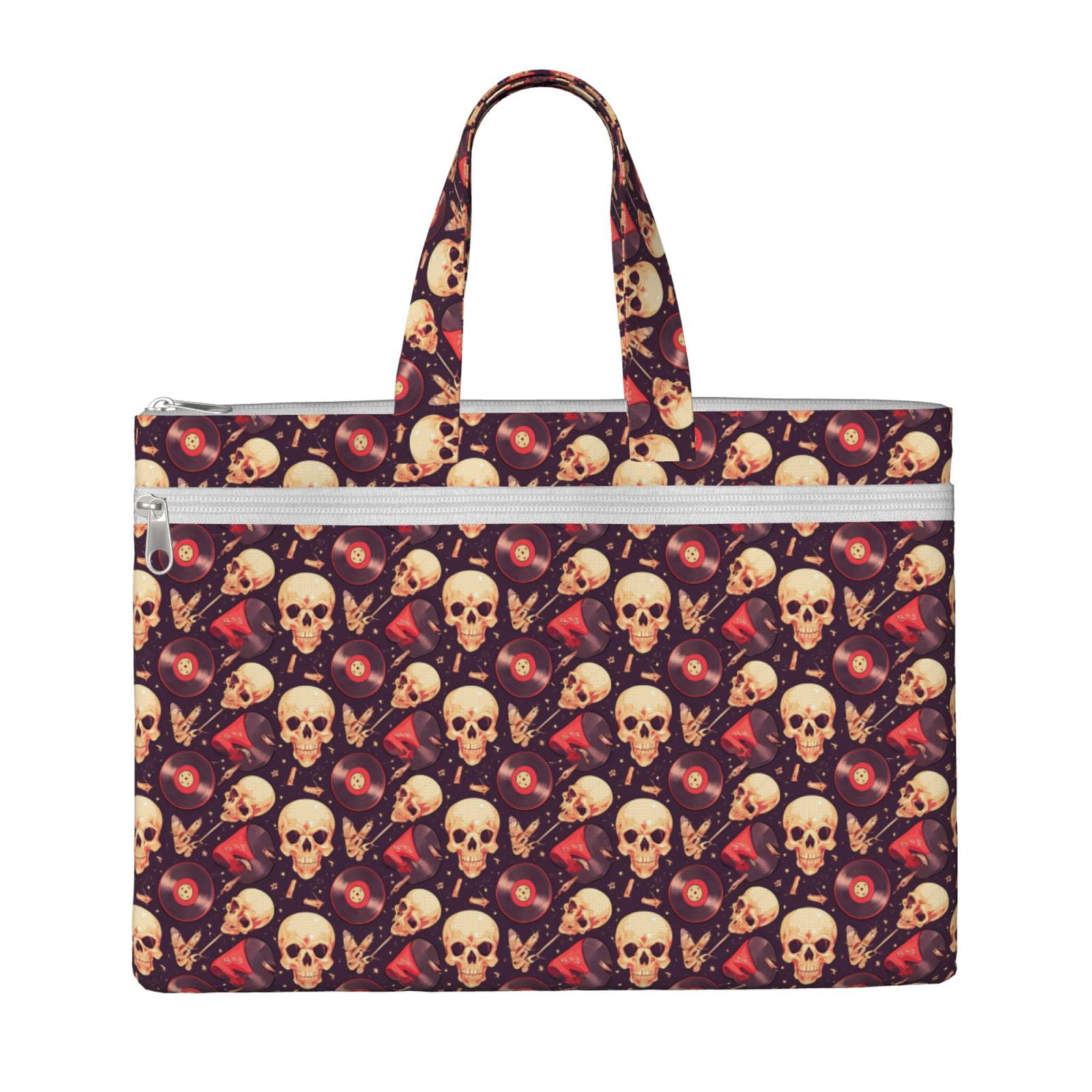 Easygdp cool rock Skull record Canvas Document Bag File Bag Handle ...
