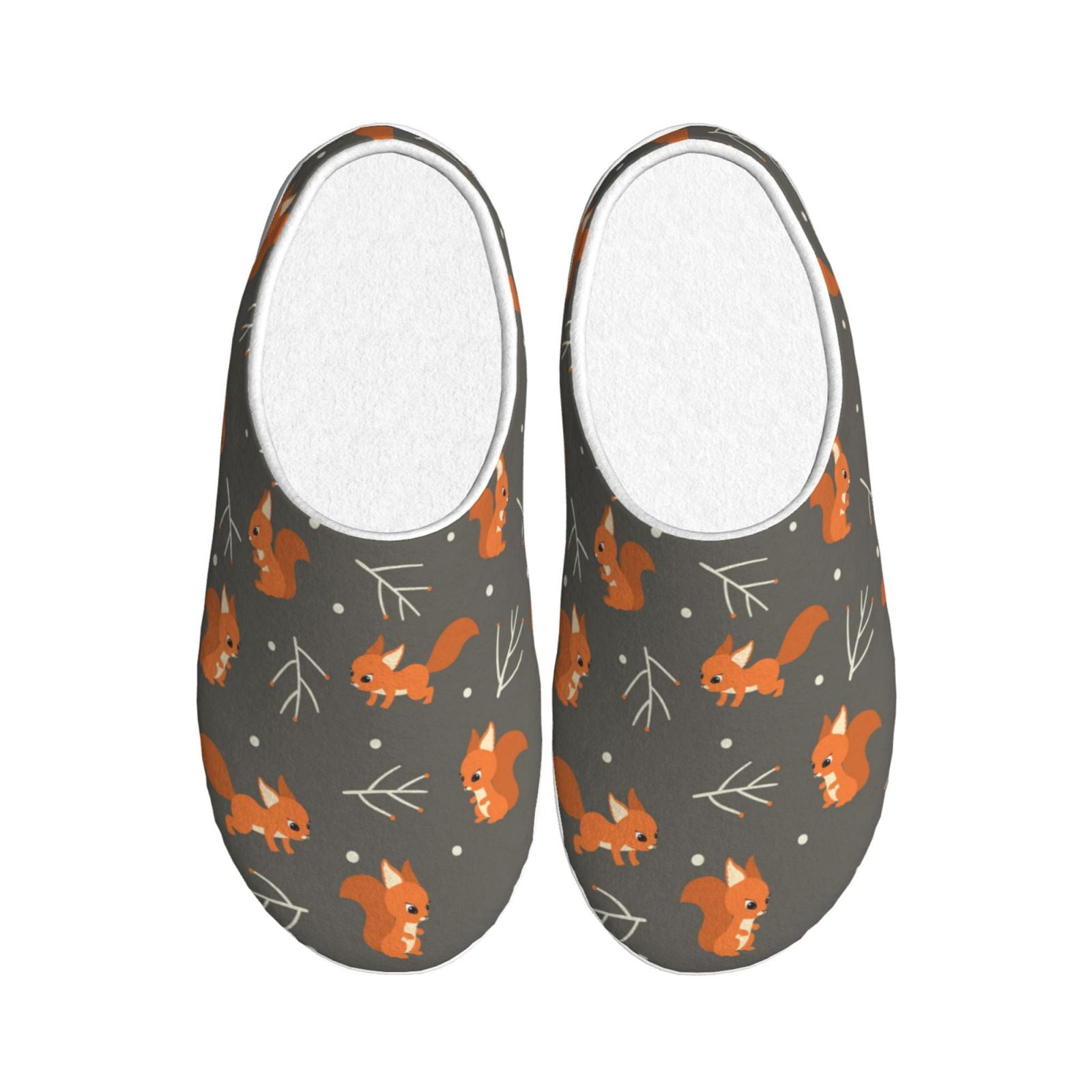 Easygdp cute fall fox leaf Slippers for Women Mens Winter Warm Home ...