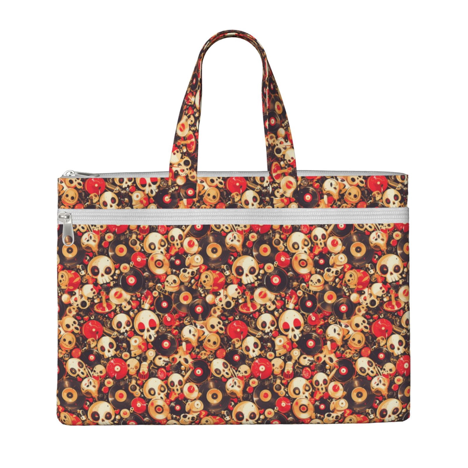 Easygdp cute record music Skull Canvas Document Bag File Bag Handle ...