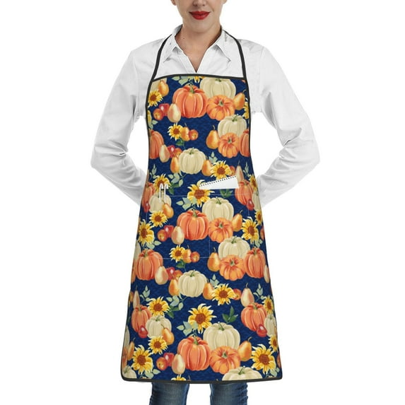 Easygdp fall Pumpkin Daisy Apron Waterdrop Resistant with 2 Pockets,Oil ...