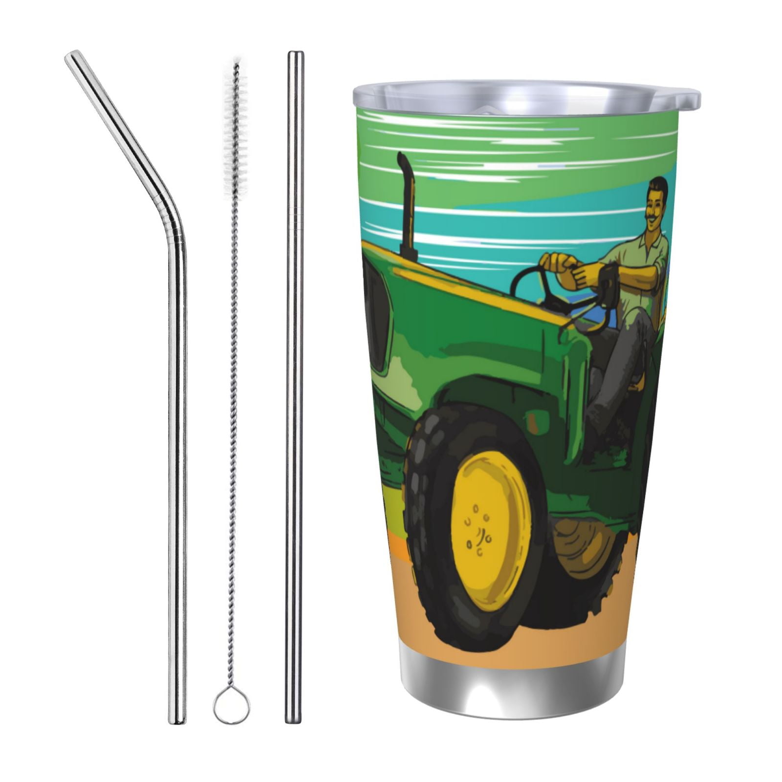Easygdp farmer working with tractor at field Print 20oz Stainless Steel ...