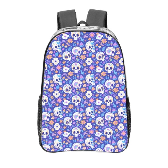 Easygdp flower Skull cartoon Clear Backpack, Transparent Bookbag for ...