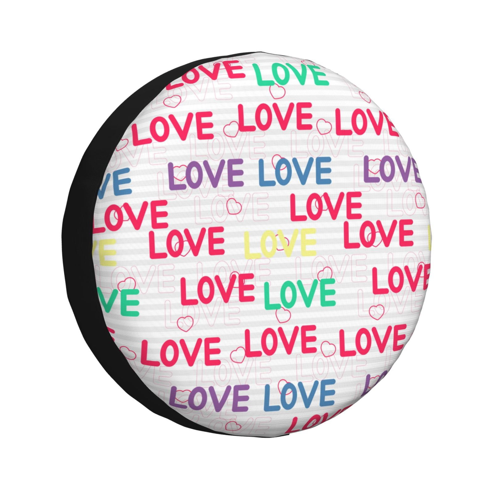 Easygdp gray stripes and hearts Wheel Cover,Spare Tire Cover,4-17in ...