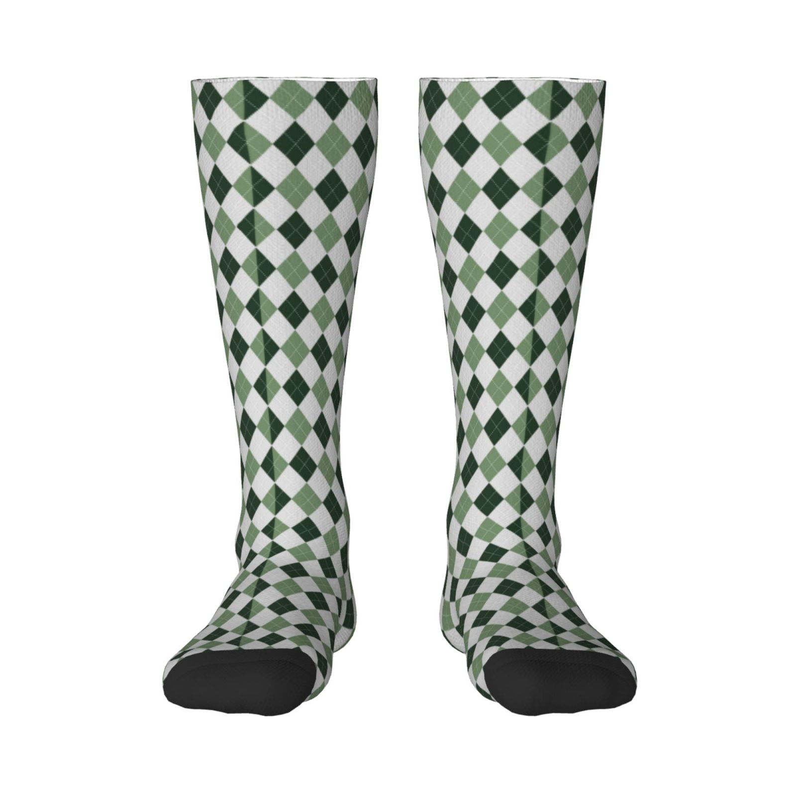 Easygdp grey and green argyle Sport Knee High Socks Soccer Socks Calf ...