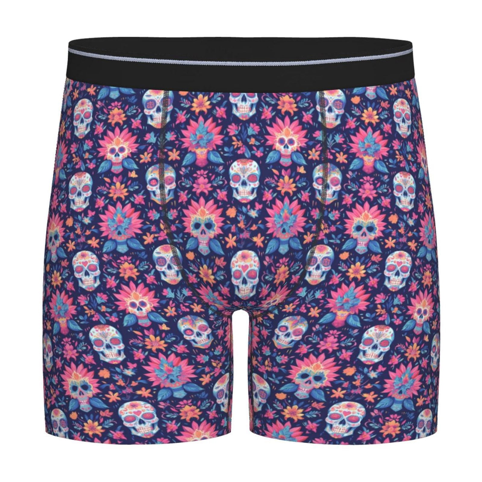 Easygdp leaf flower Skull colorful Men's Boxer Briefs Men’s Underwear ...