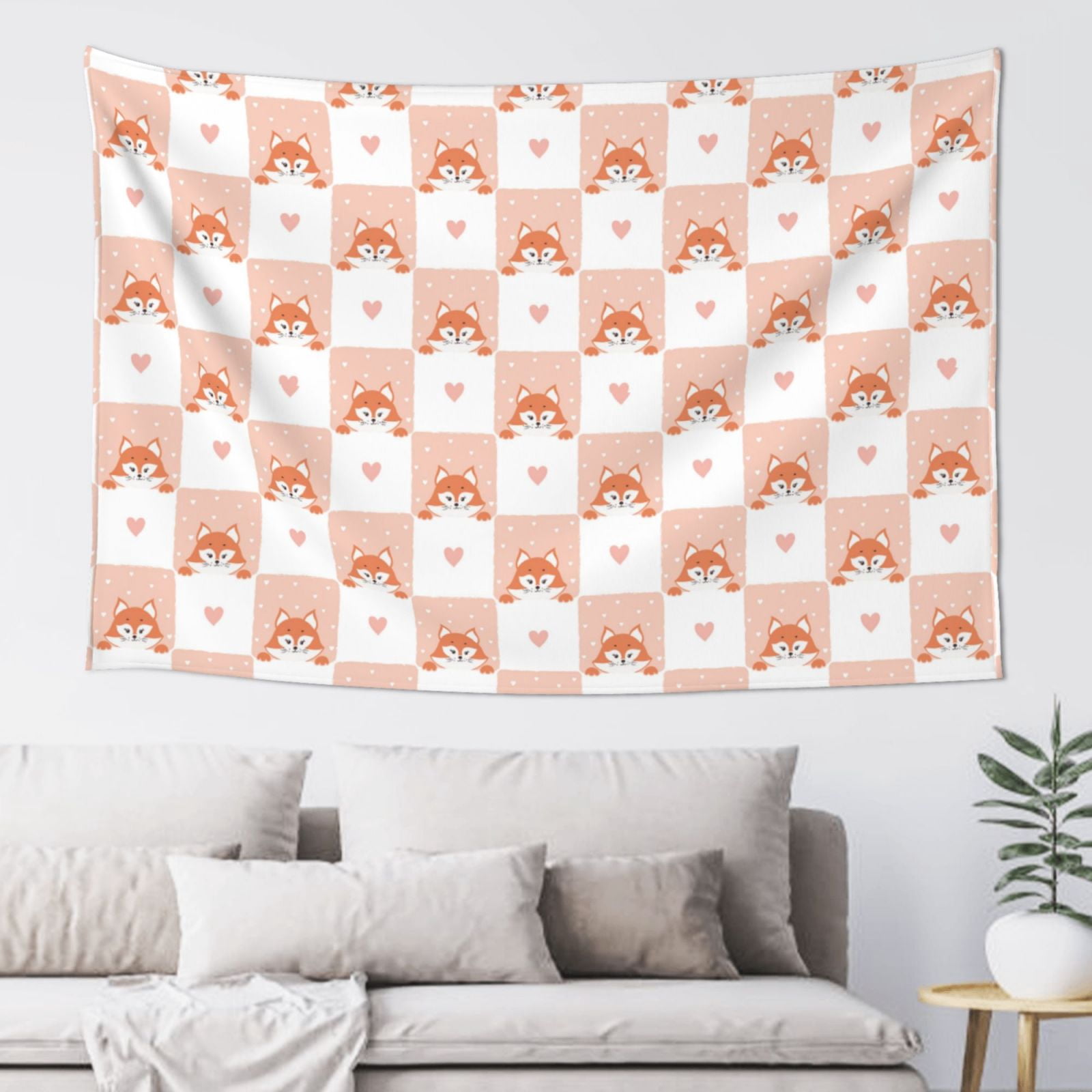 Easygdp love plaid fox Tapestry Wall Hanging, Wall Tapestries for ...