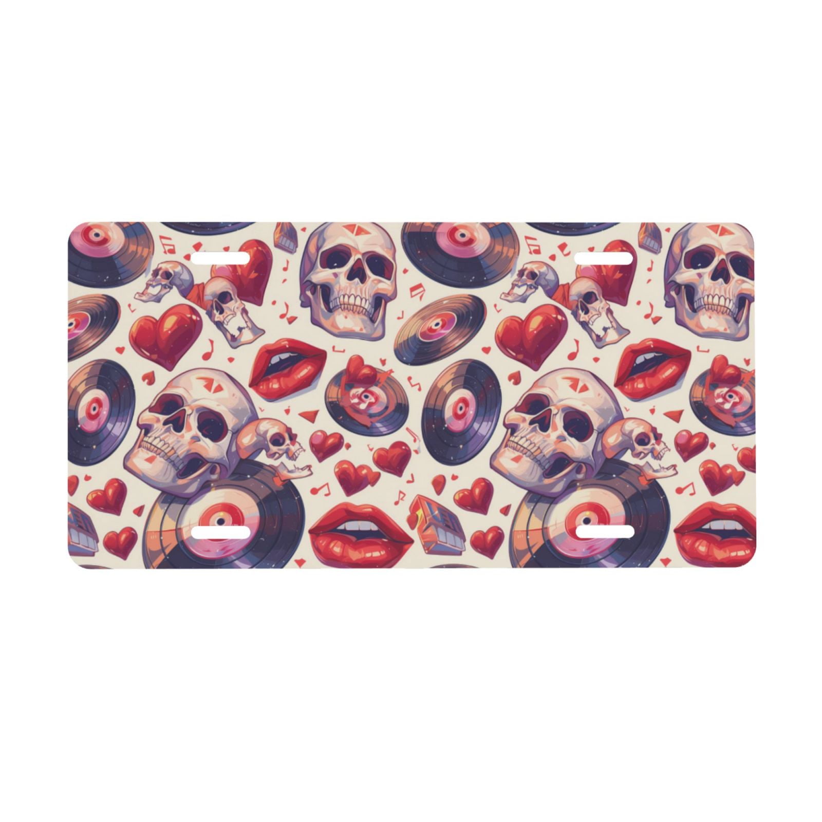 Easygdp record rock Skull lips License Plate Car Front License Plate ...