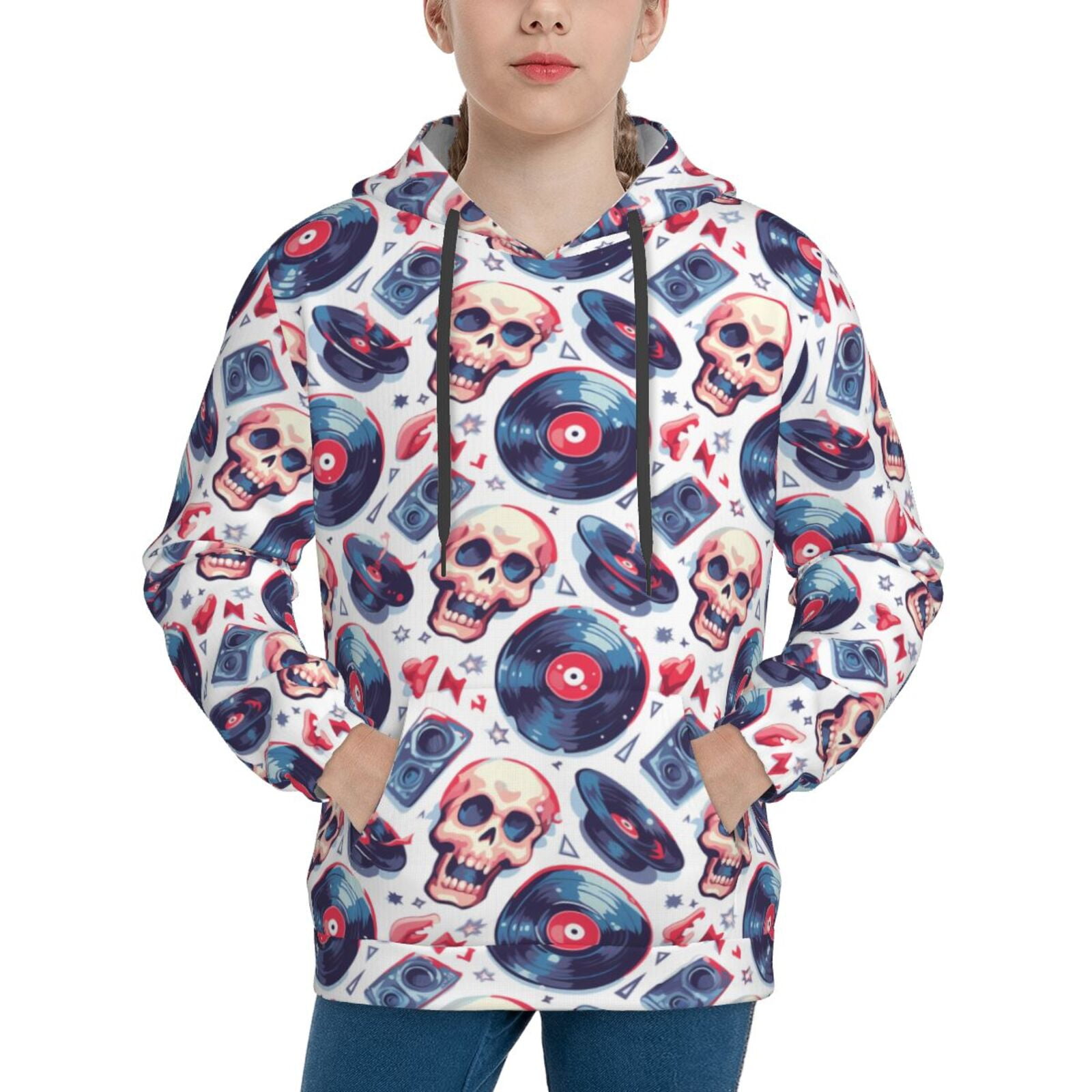 Easygdp record rock music Skull Boys Hoodie Kids Sweatshirt Youth ...