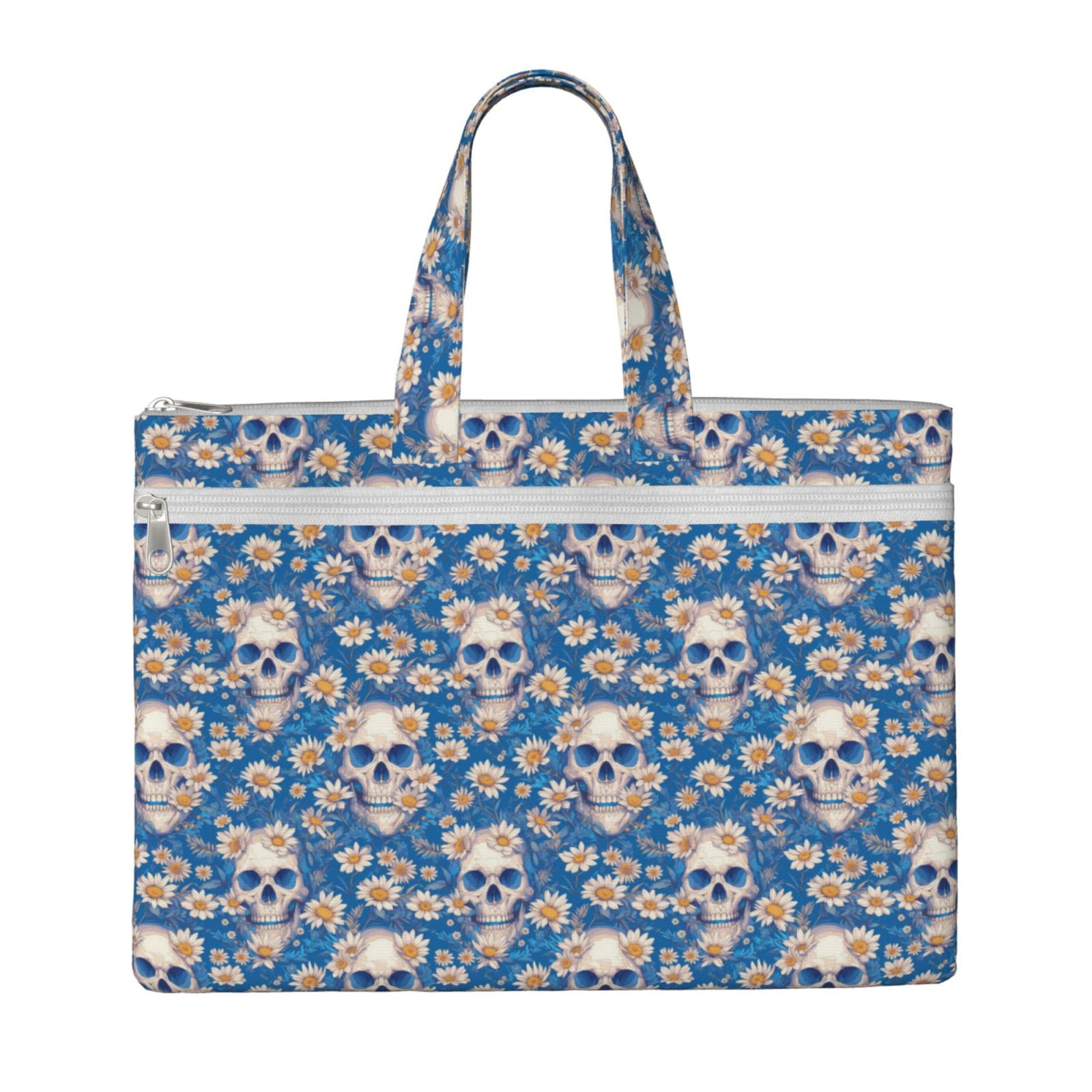 Easygdp white Skull daisy in water Canvas Document Bag File Bag Handle ...