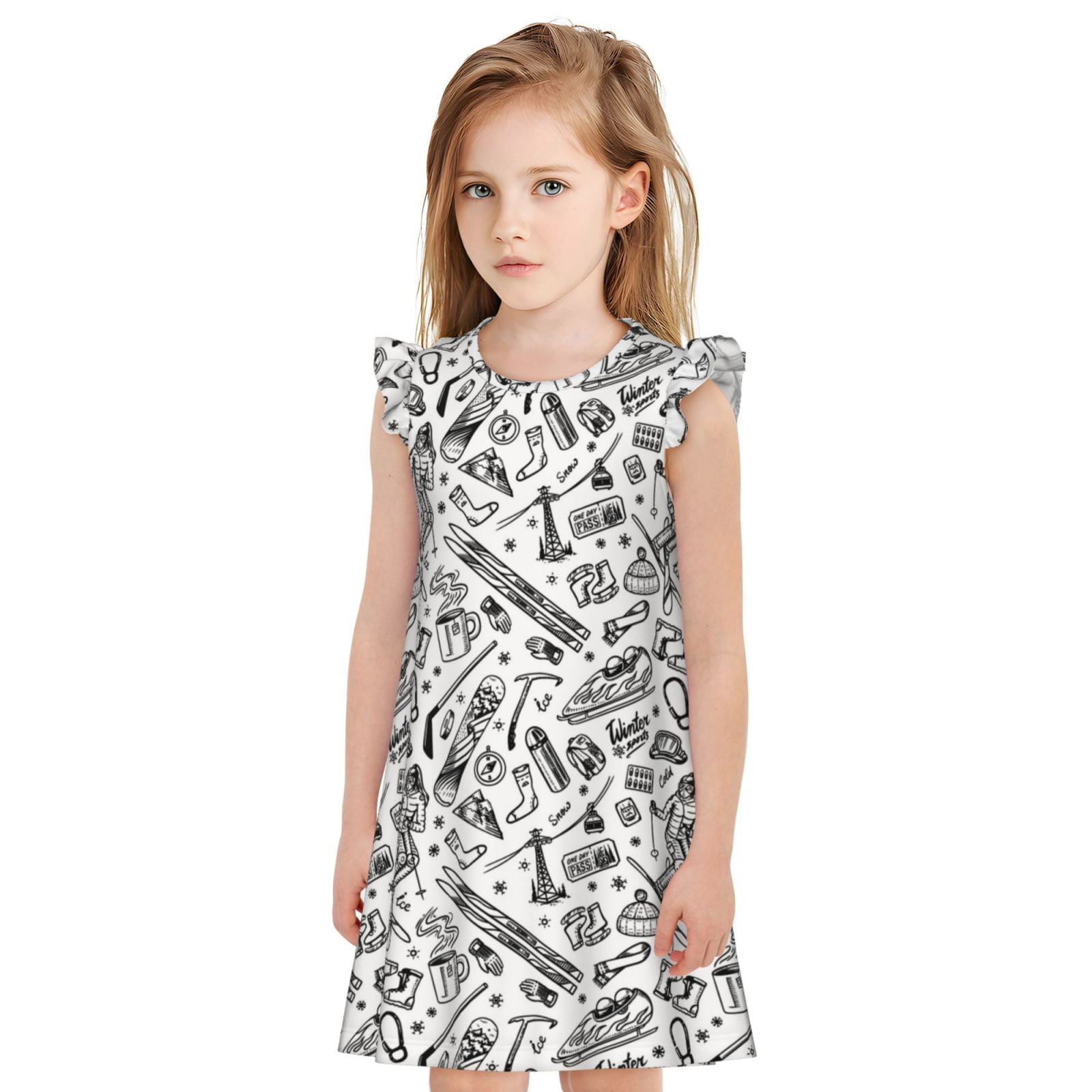 Easygdp winter Ski Element Girls Pajamas Dress, Princess Nightgown for ...