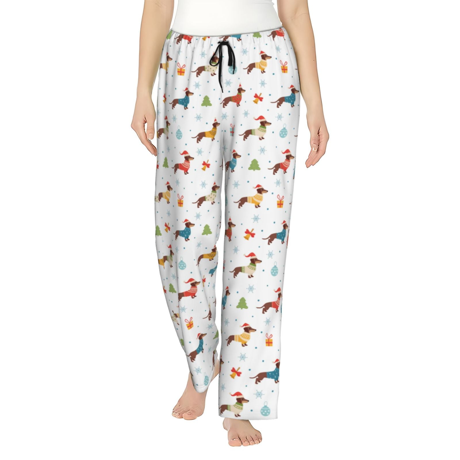 Easygdp winter Snowflake Dachshund Women's Drawstring Pajama Pants ...