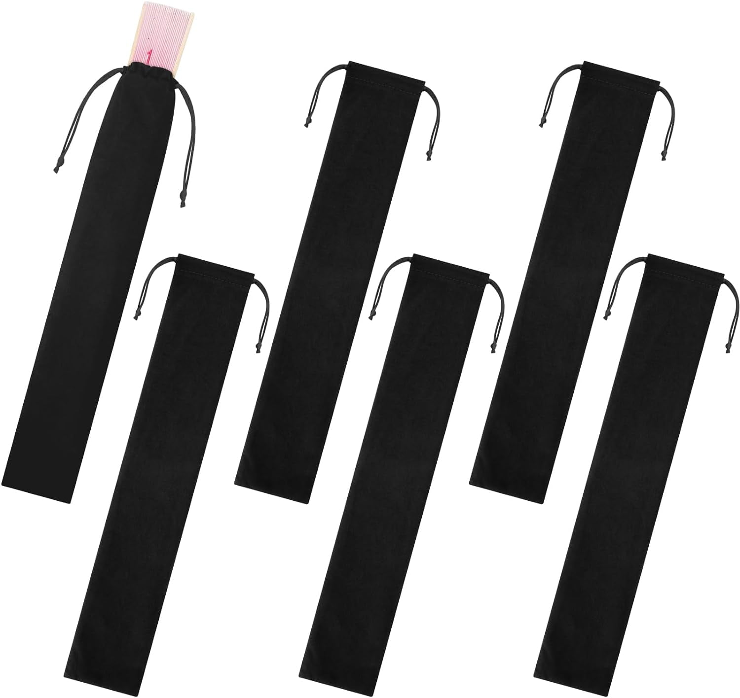 Easygou Cosmos 6 Pcs Folding Hand Fan Pouch Bag Folding Fan Sleeve with ...