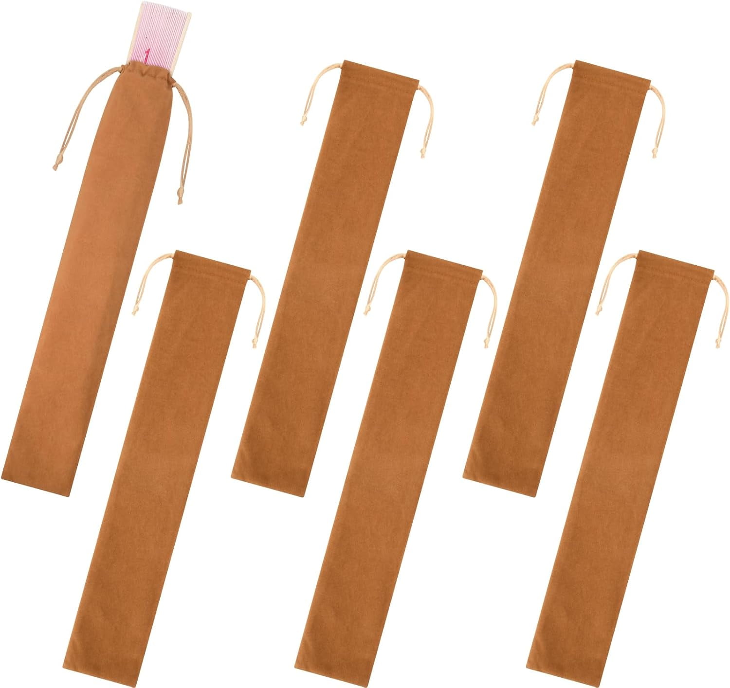 Easygou Cosmos 6 Pcs Folding Hand Fan Pouch Bag Folding Fan Sleeve with ...