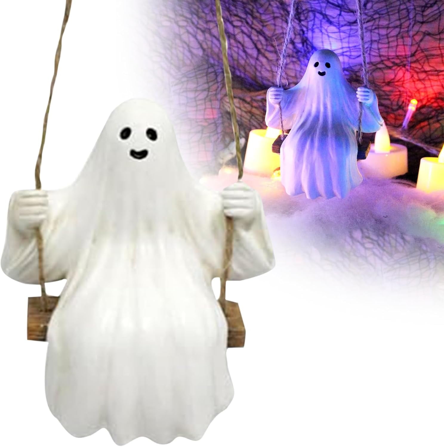 Easygou Resin Swing White Ghost Statue,Cute Ghost Sculpture Collectible ...