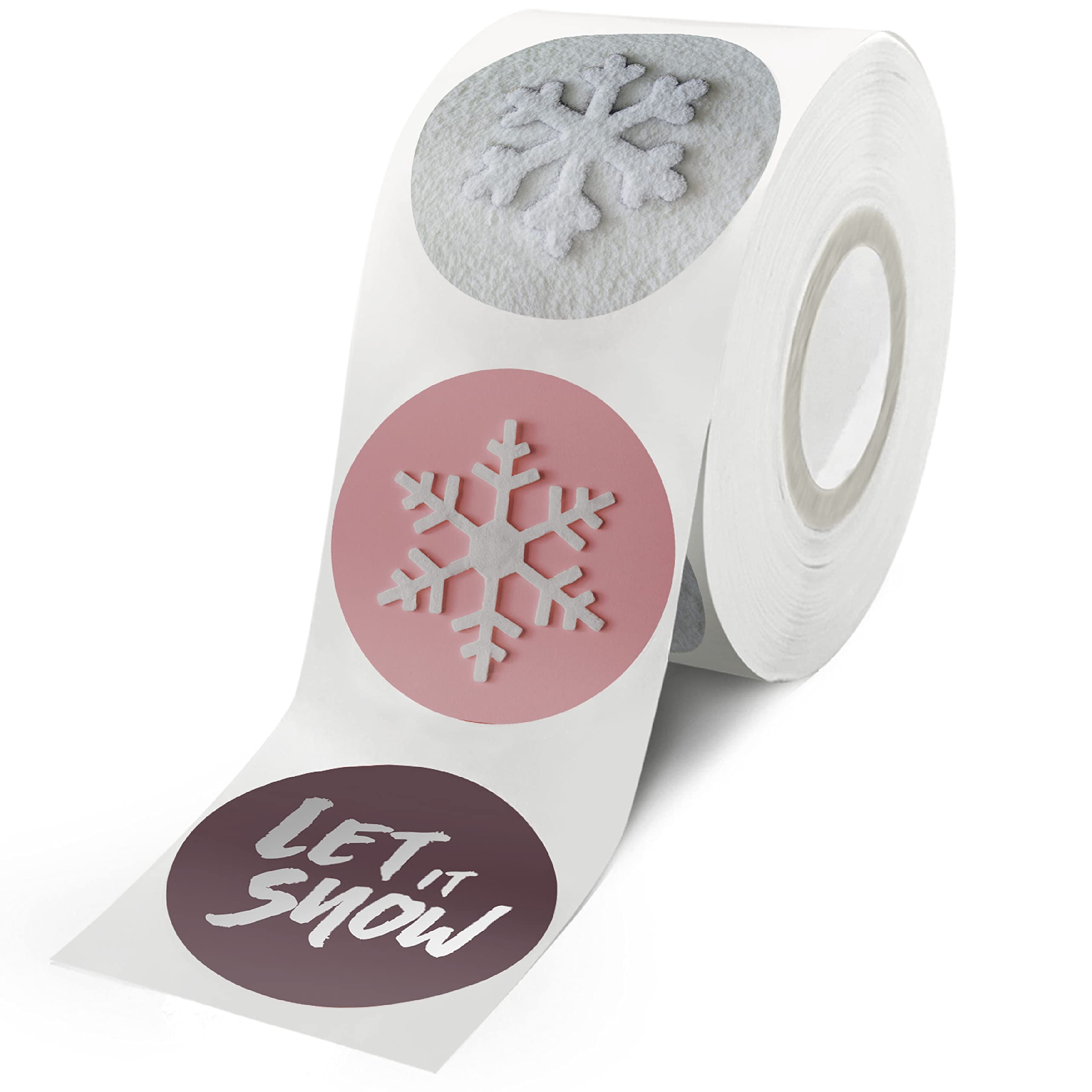 Easykart 500 Assorted Snowflake Stickers in Roll ,1.5 Inch Round Size ...