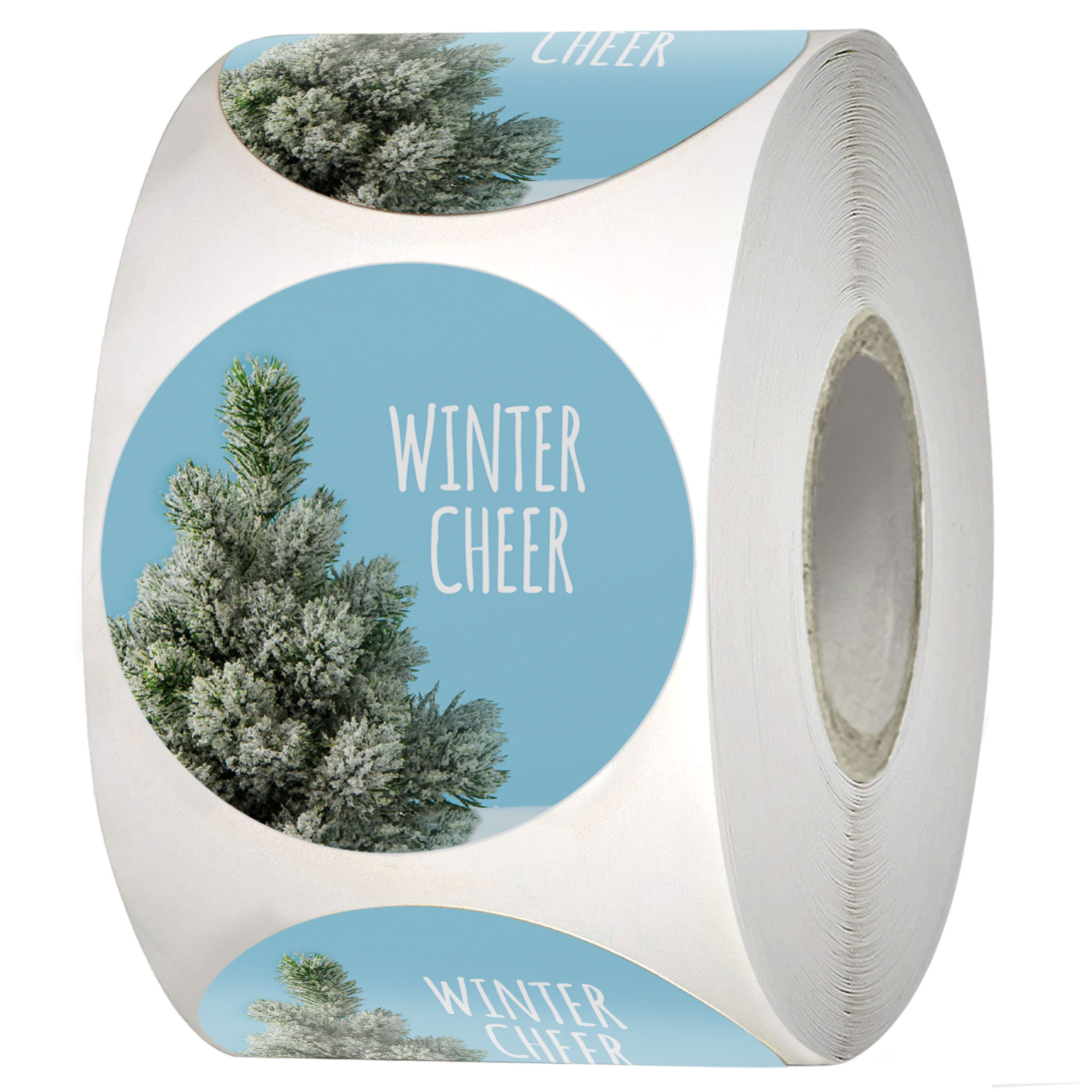 Easykart 500 Winter Cheer Stickers in a Roll, Pastel Blue with snow ...