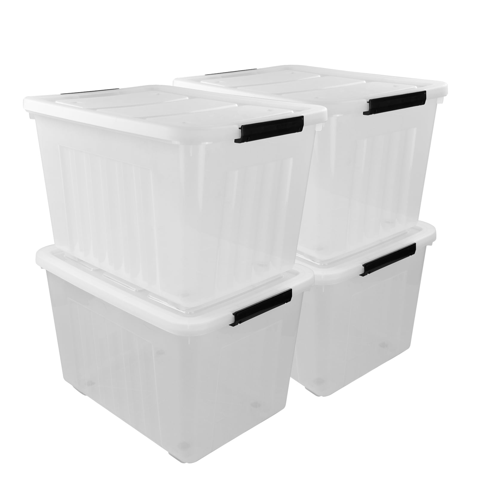 Easymanie 4-Pack 70 Quart Clear Storage Bin on Wheels, Large Plastic ...