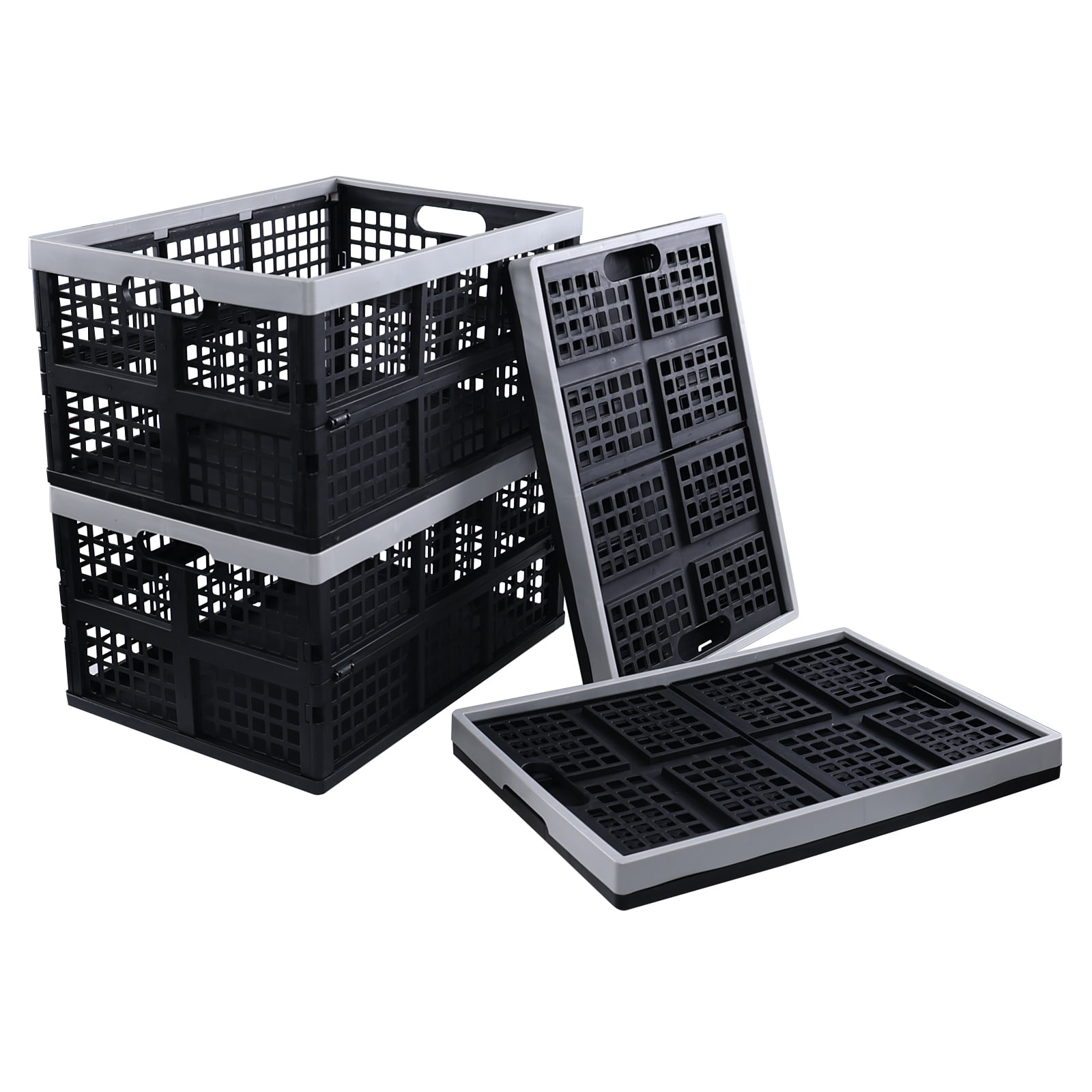 Easymanie 42 L Collapsible Crates for Storage, Large Plastic Crate box ...
