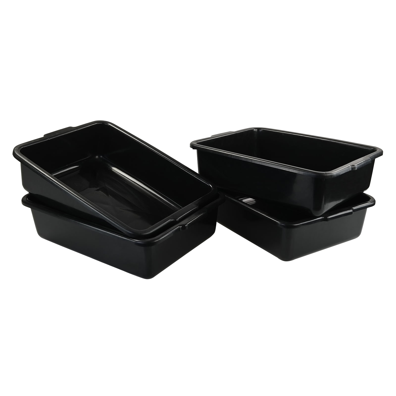 Easymanie Large Black Commercial Bus Bin, 22 Liter Plastic Bus Tub, 4 ...