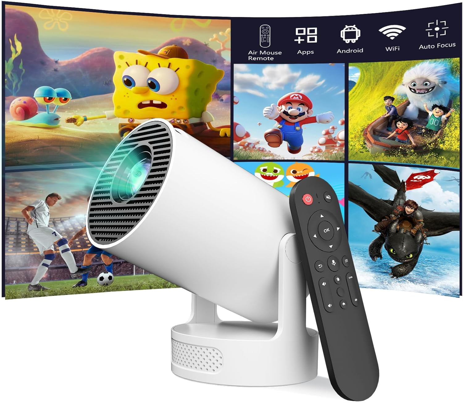 Easyonlife Mini Android Projector with WiFi and Bluetooth, Portable ...