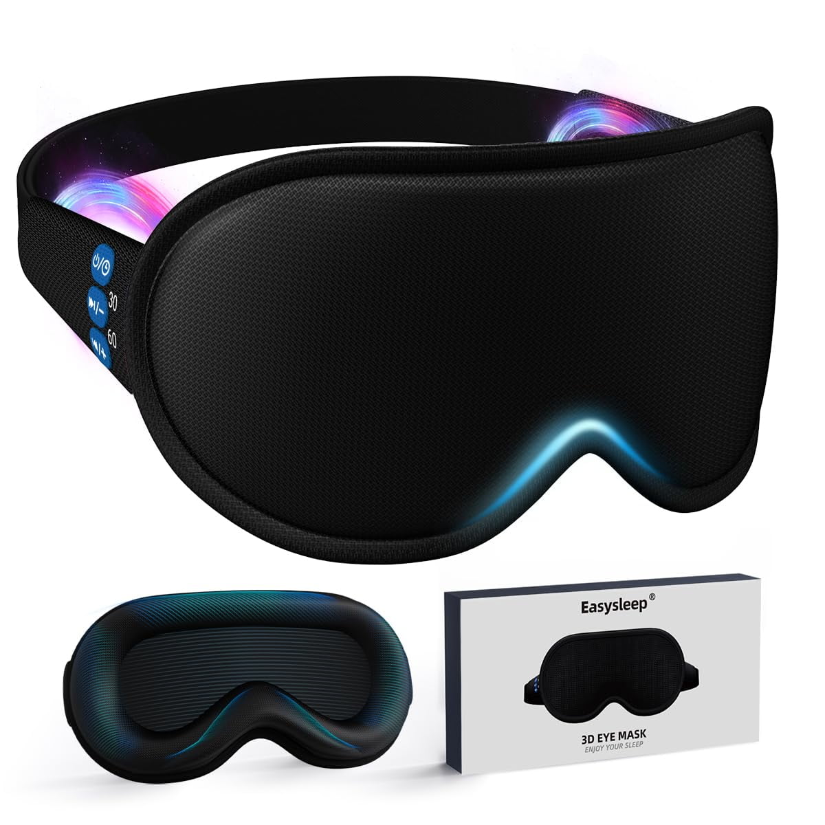Easysleep 3D Sleep Mask Sleep Headphones White Noise Sleep Eye Mask with 31 Soothing Sounds 3 ...