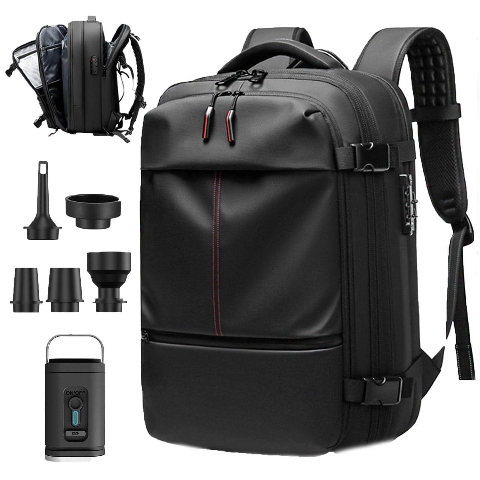 Easyvacpack USA Carry On, 60l Expandable Vacpack Backpack with Pump, Anti Theft, Vacuum Travel ...