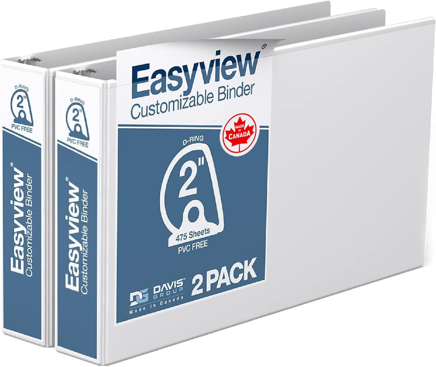 Easyview Premium 2-Inch D-Ring Binders with Clear-View Covers ...