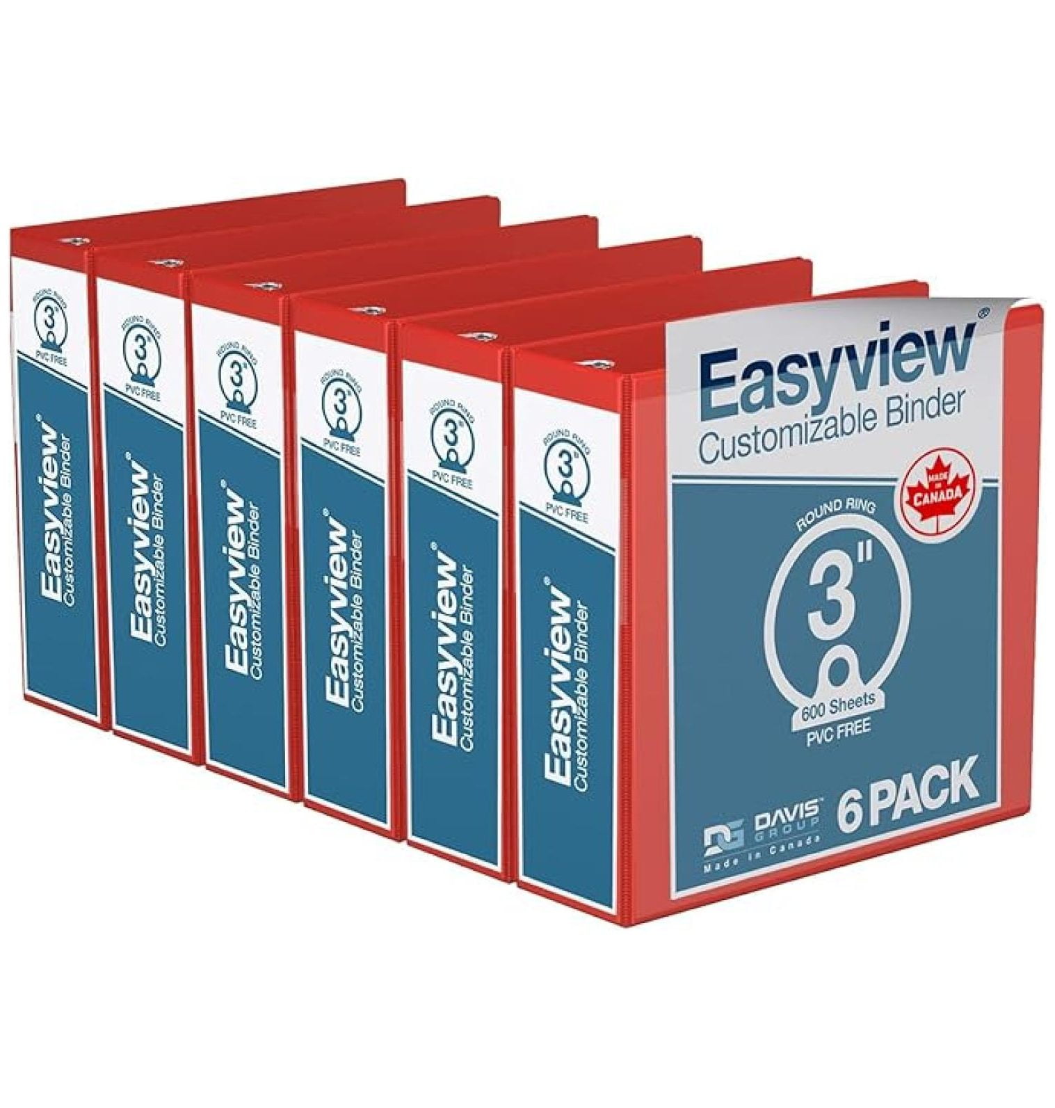Easyview Premium 3-Ring Binders with Clear-View Covers and Round Rings ...